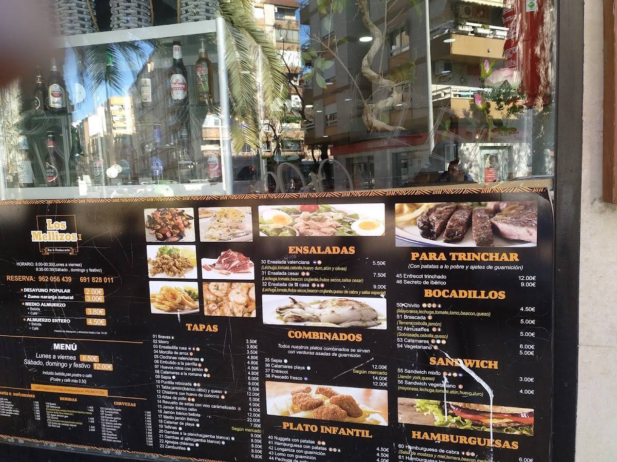 Carta de Bar Restaurante Los Mellizos II, Valencia