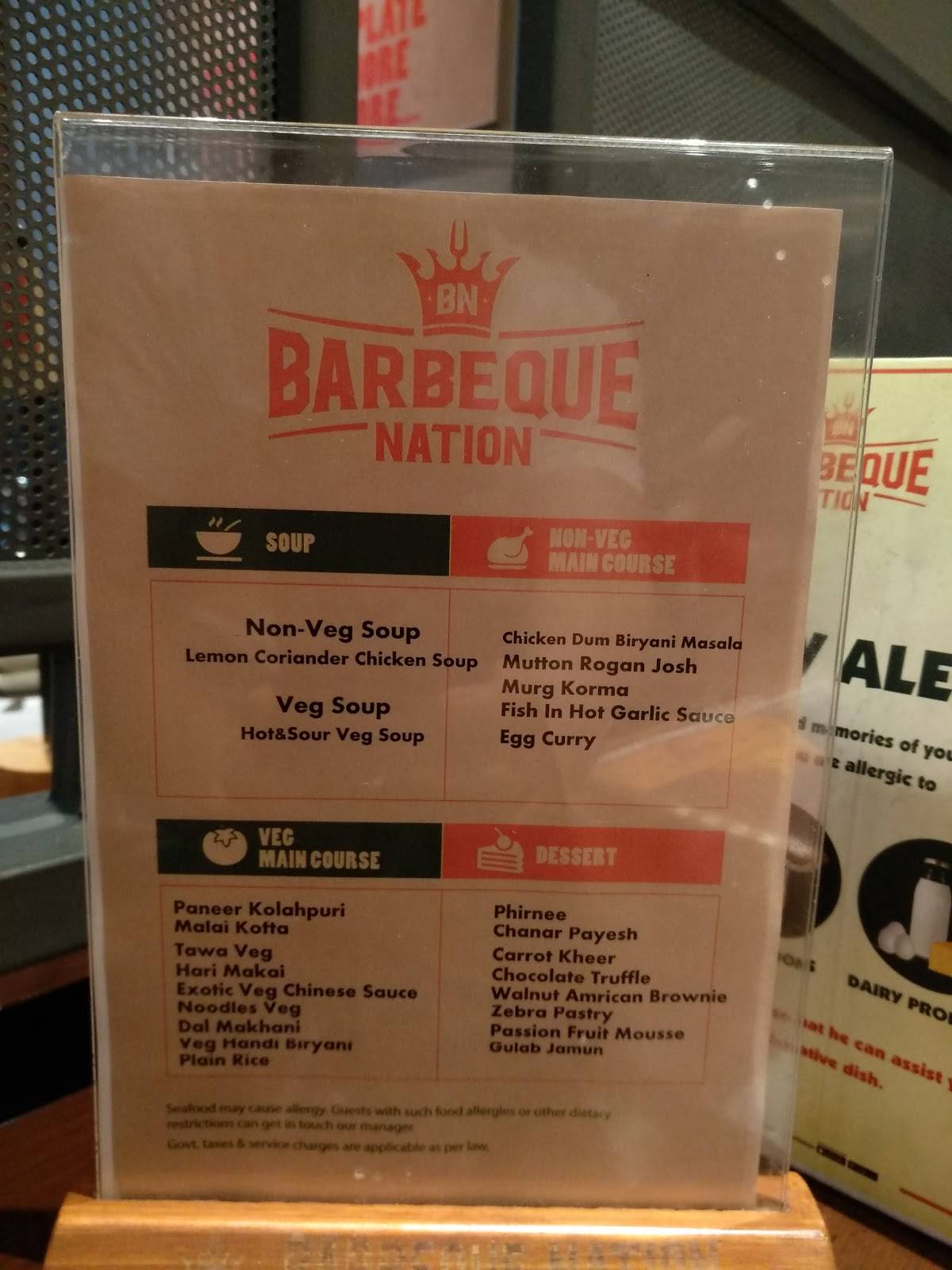 Menu at Barbeque Nation, Greater Noida, 4, 2nd Floor, Omaxe Connaught ...