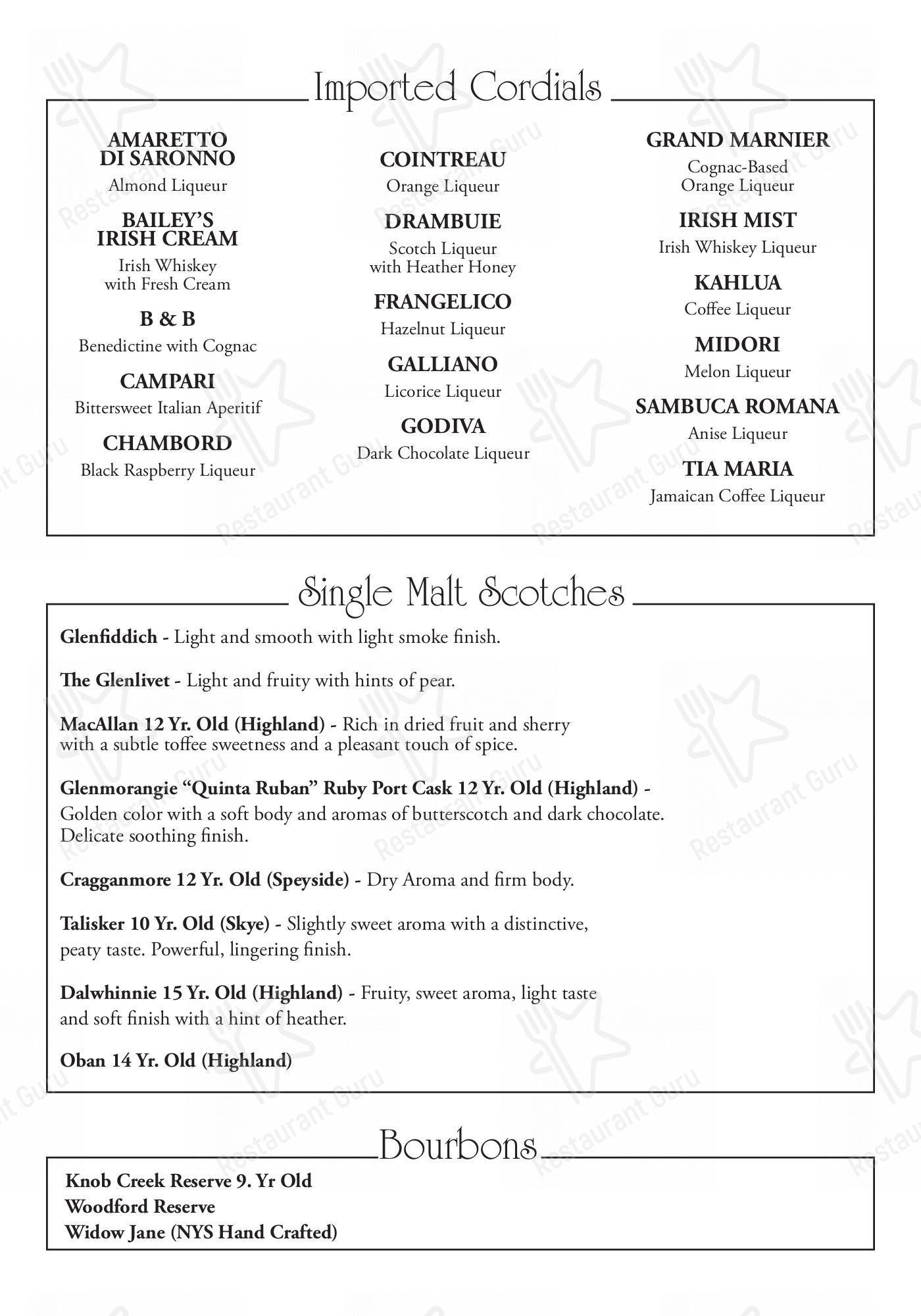 Menu at Barnsider, Albany