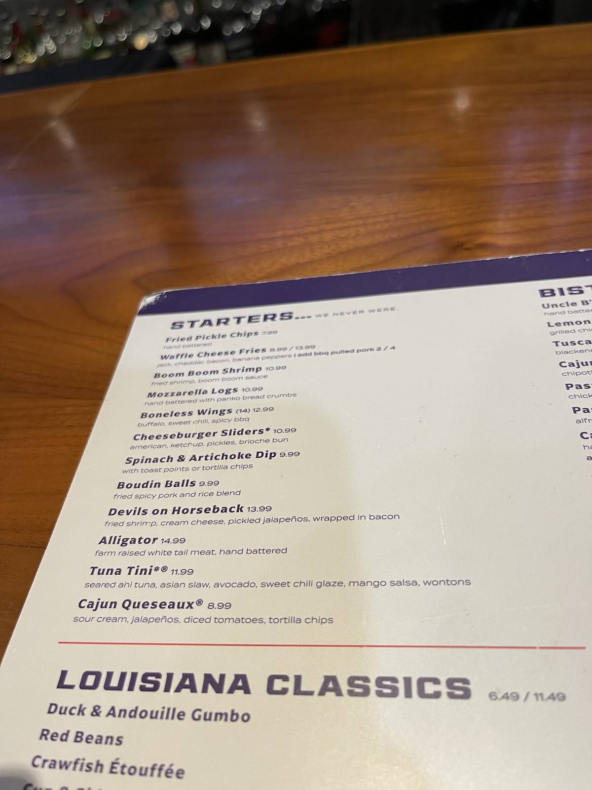 Menu at Walk-On's Sports Bistreaux - Towne Center Restaurant, Baton ...