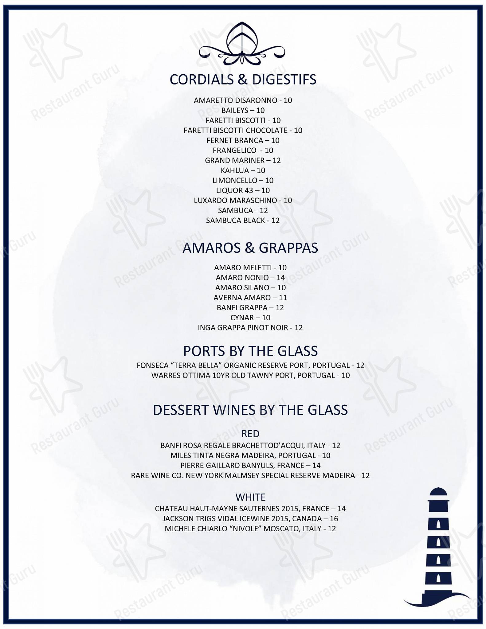 Menu at Battello restaurant, Jersey City