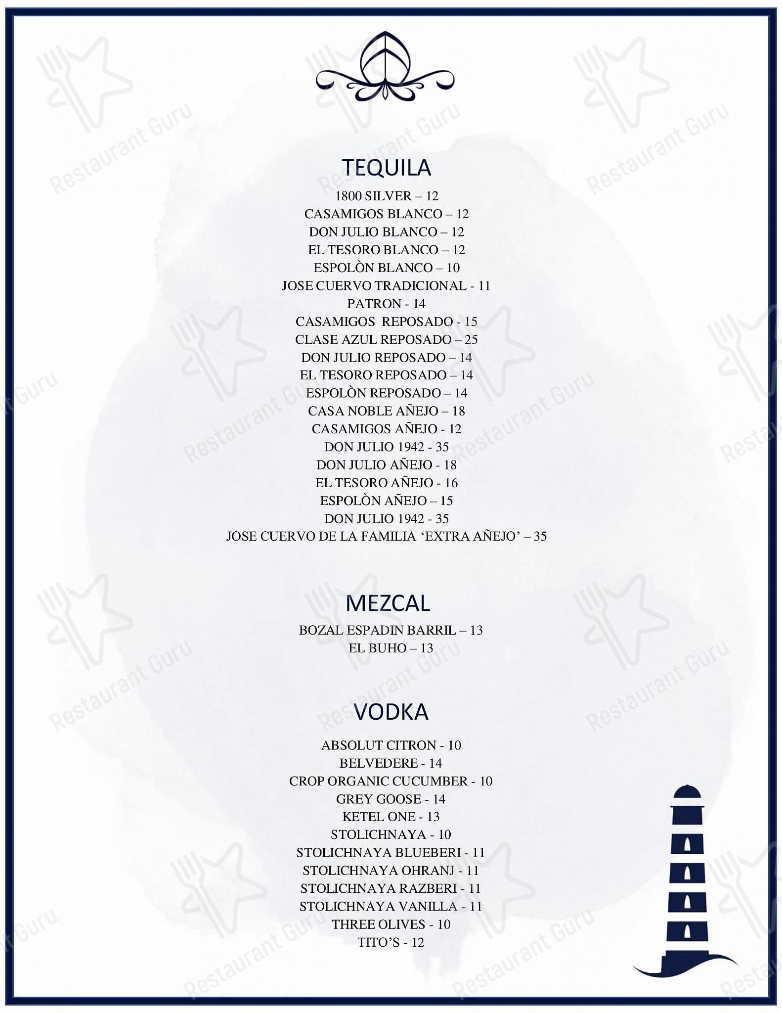 Menu at Battello restaurant, Jersey City