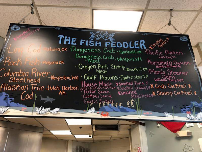 Menu at The Fish Peddler at Pacific Oyster restaurant, Bay City, Hayes ...