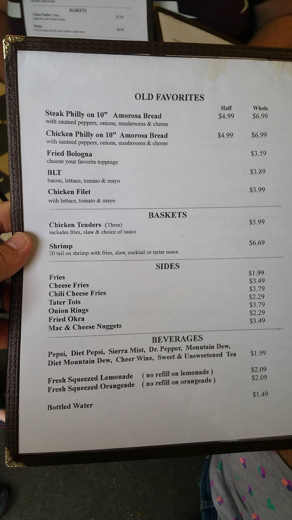 Menu at Beaches Burgers restaurant, Ocean Isle Beach