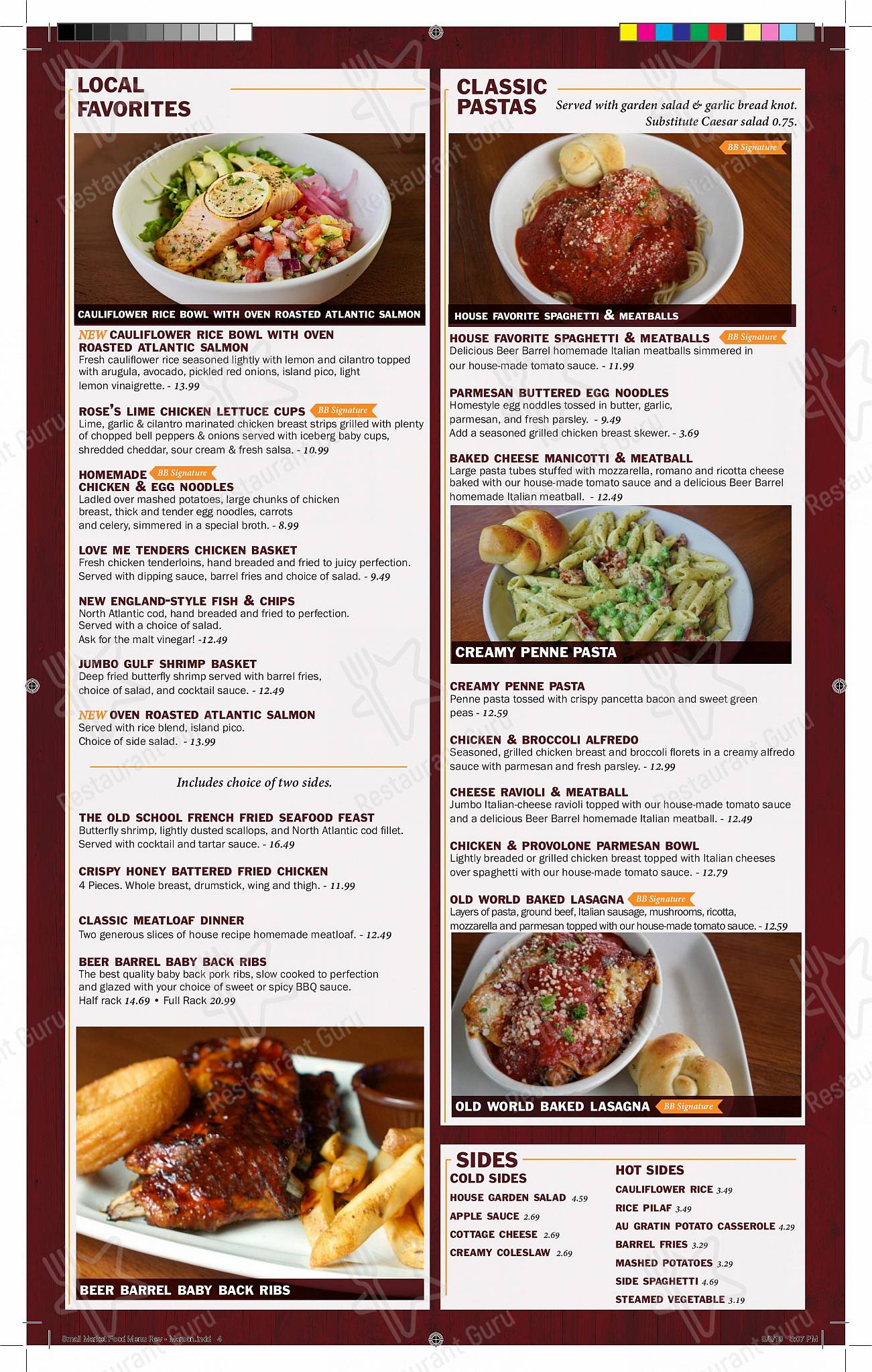 Menu at Beer Barrel Pizza & Grill, Lima, S Dixie Hwy