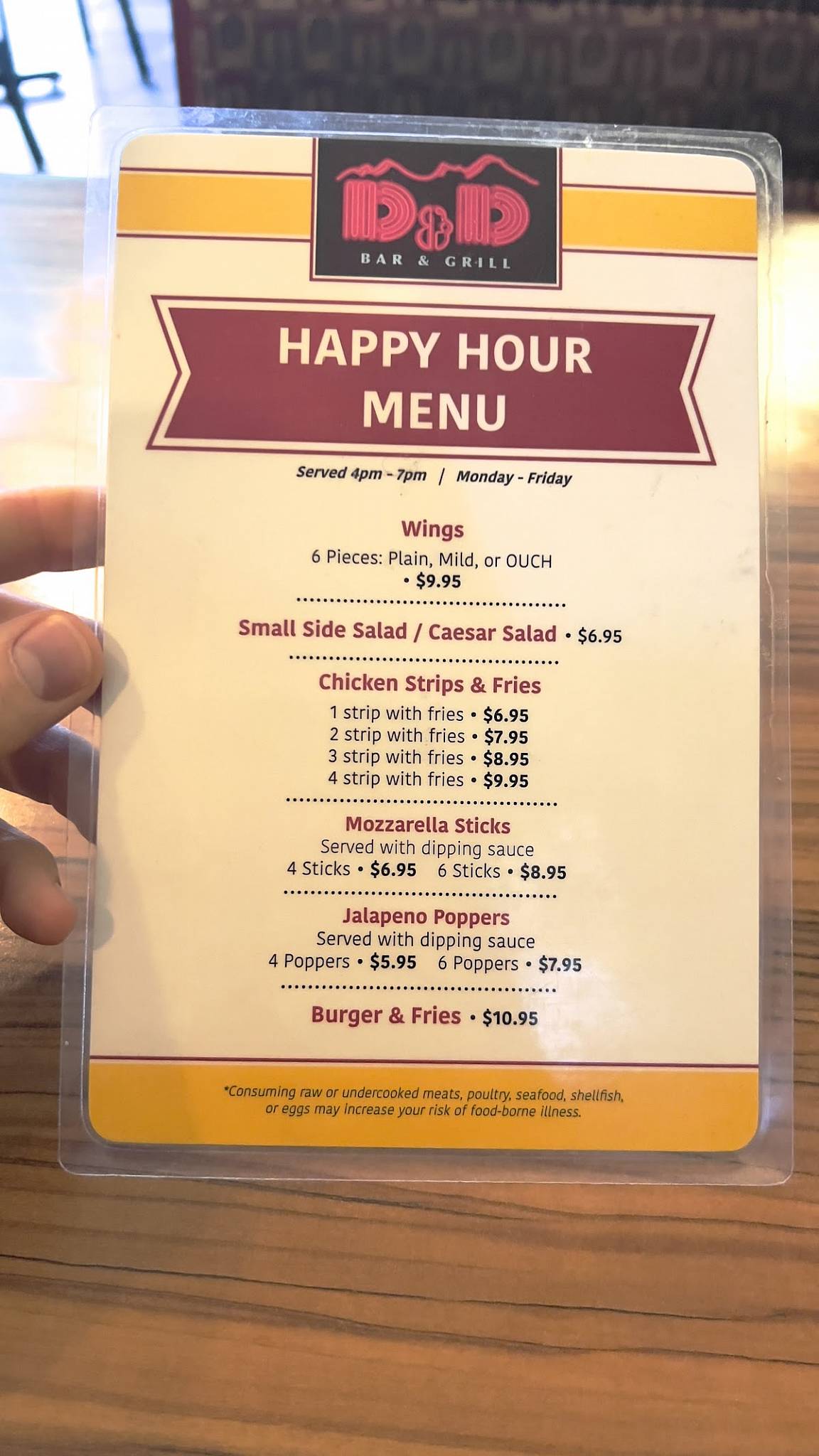 Menu at D & D Bar & Grill, Bend