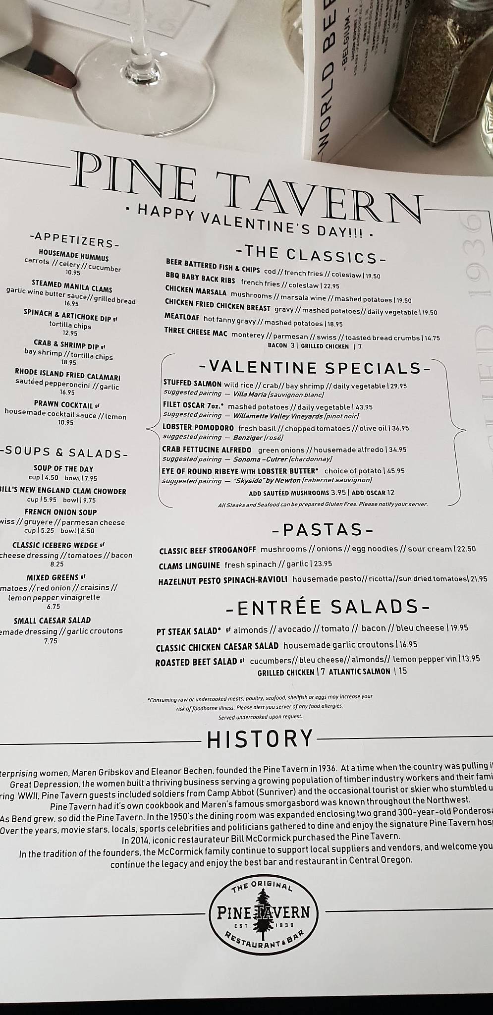 Menu at Pine Tavern Restaurant, Bend