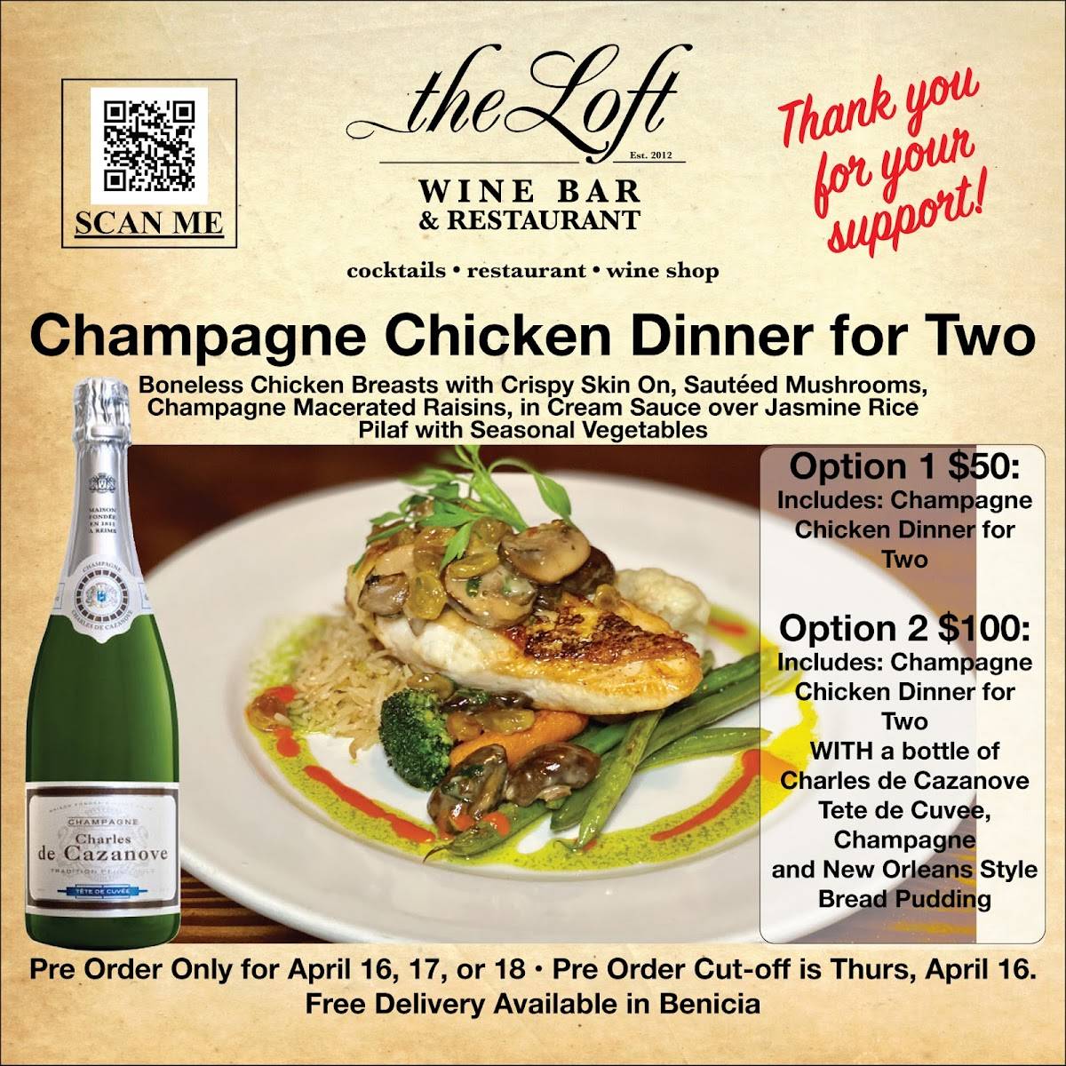 Menu at The Loft Wine Bar & Restaurant, Benicia