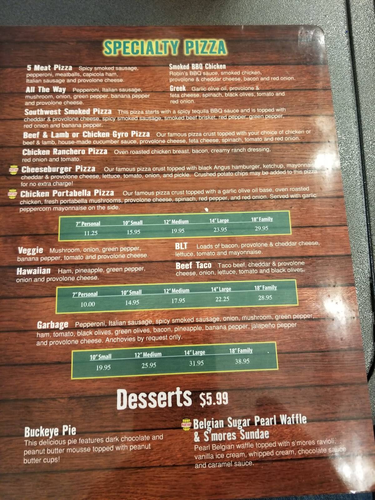 Menu at Benny's Pizza pub & bar, Marysville, 968 Columbus Ave