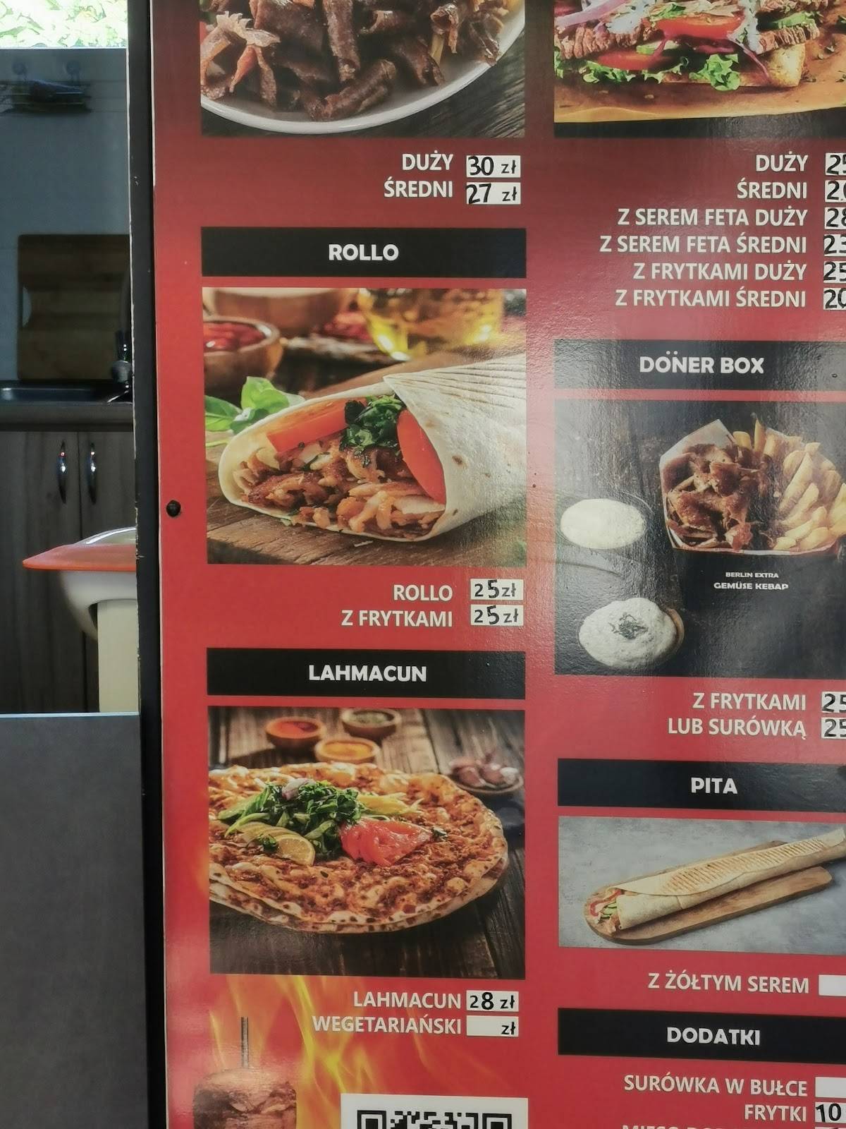 Menu at Berlin Doner Kebab restaurant, Gryfice