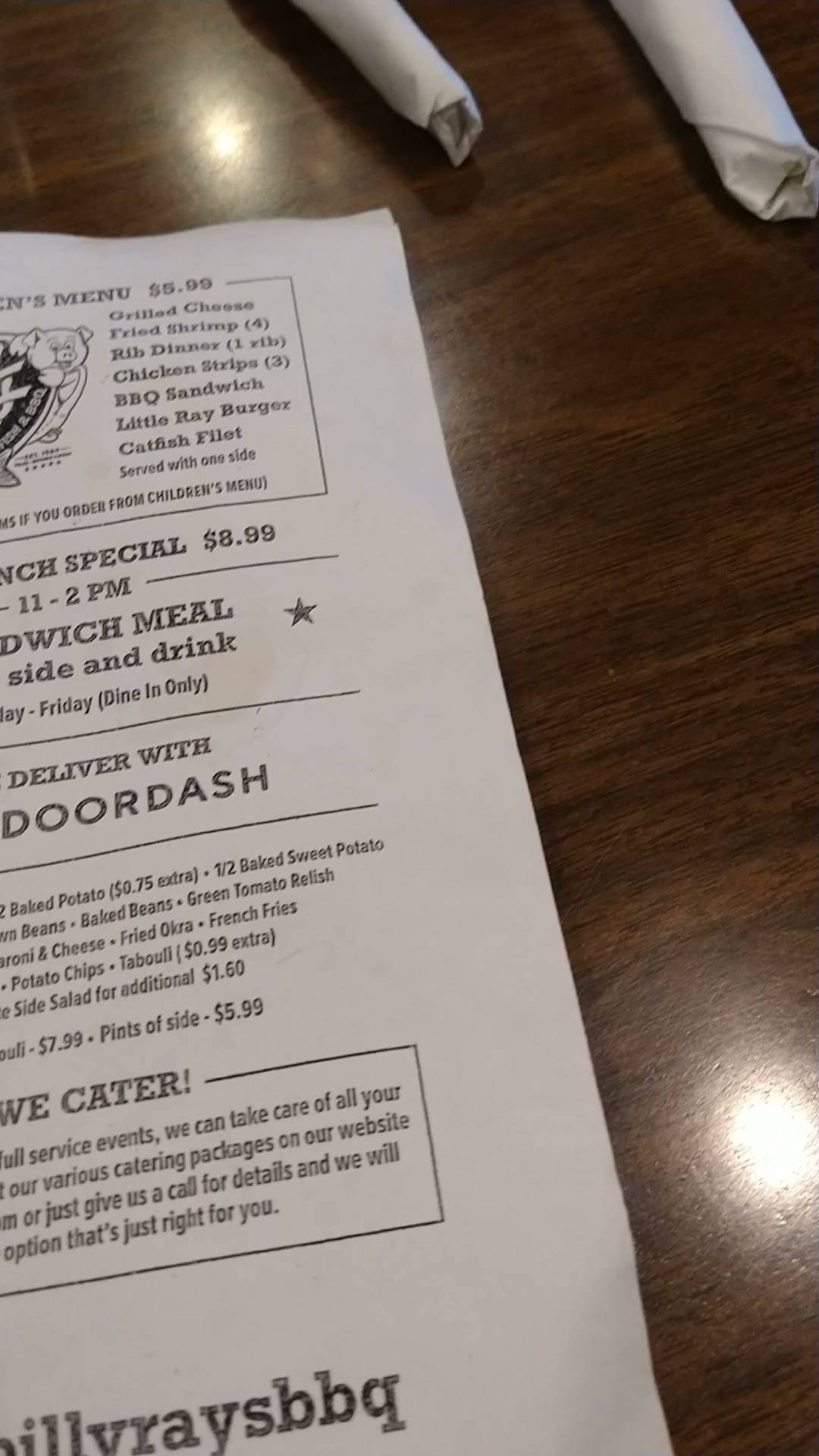 Menu at Billy Ray's Catfish & BBQ - Tulsa, Tulsa, Southwest Blvd