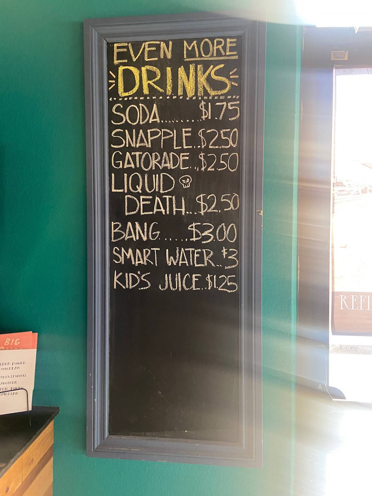 Menu at Birdcage Comics Cafe, San Bernardino
