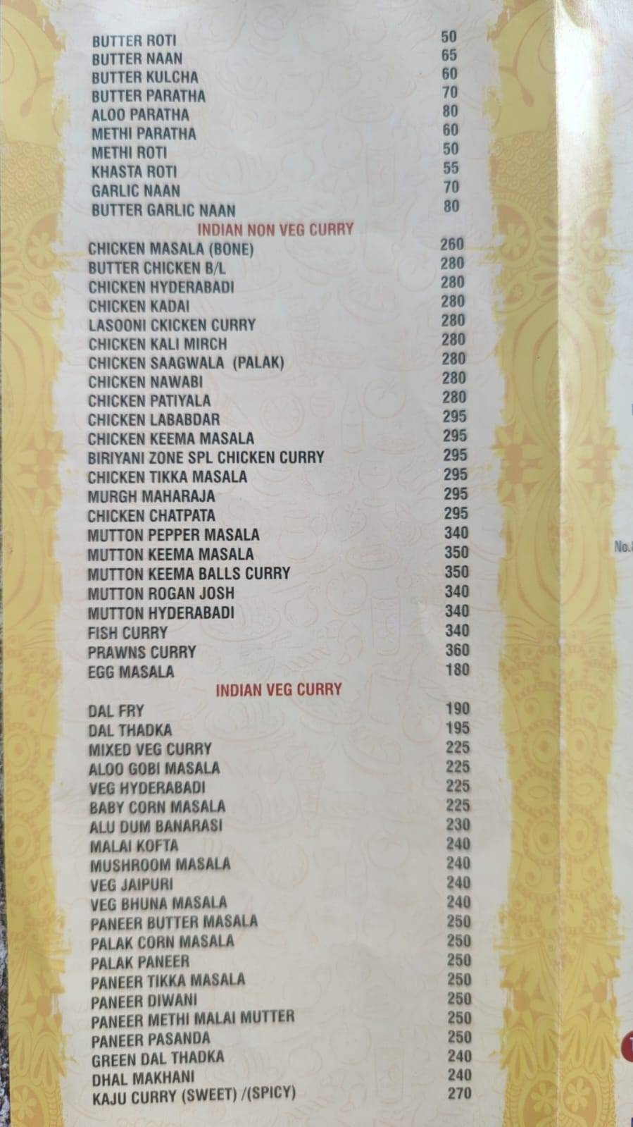 Menu at Biriyani Zone, Manyata Tech Park, Hyderabadi Dum Biryani ...