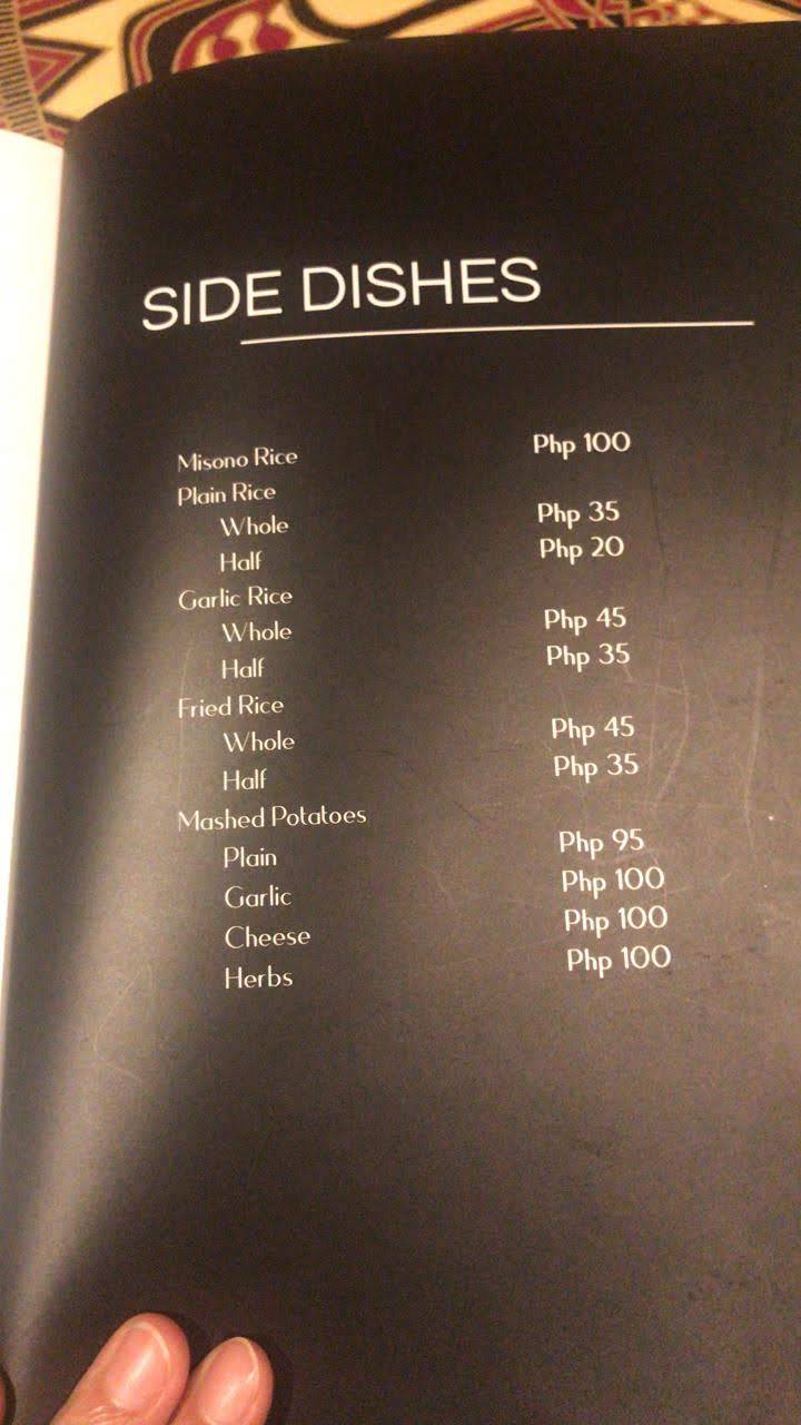 Menu at Bistro Rosario restaurant, Davao City, 247 F. Torres St
