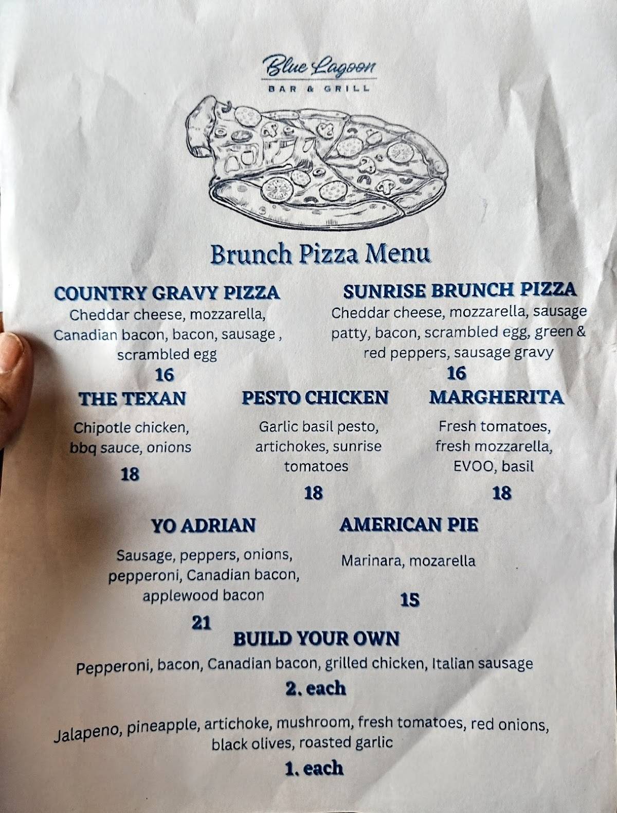 Carta de Blue Lagoon Bar & Grill, Texas City