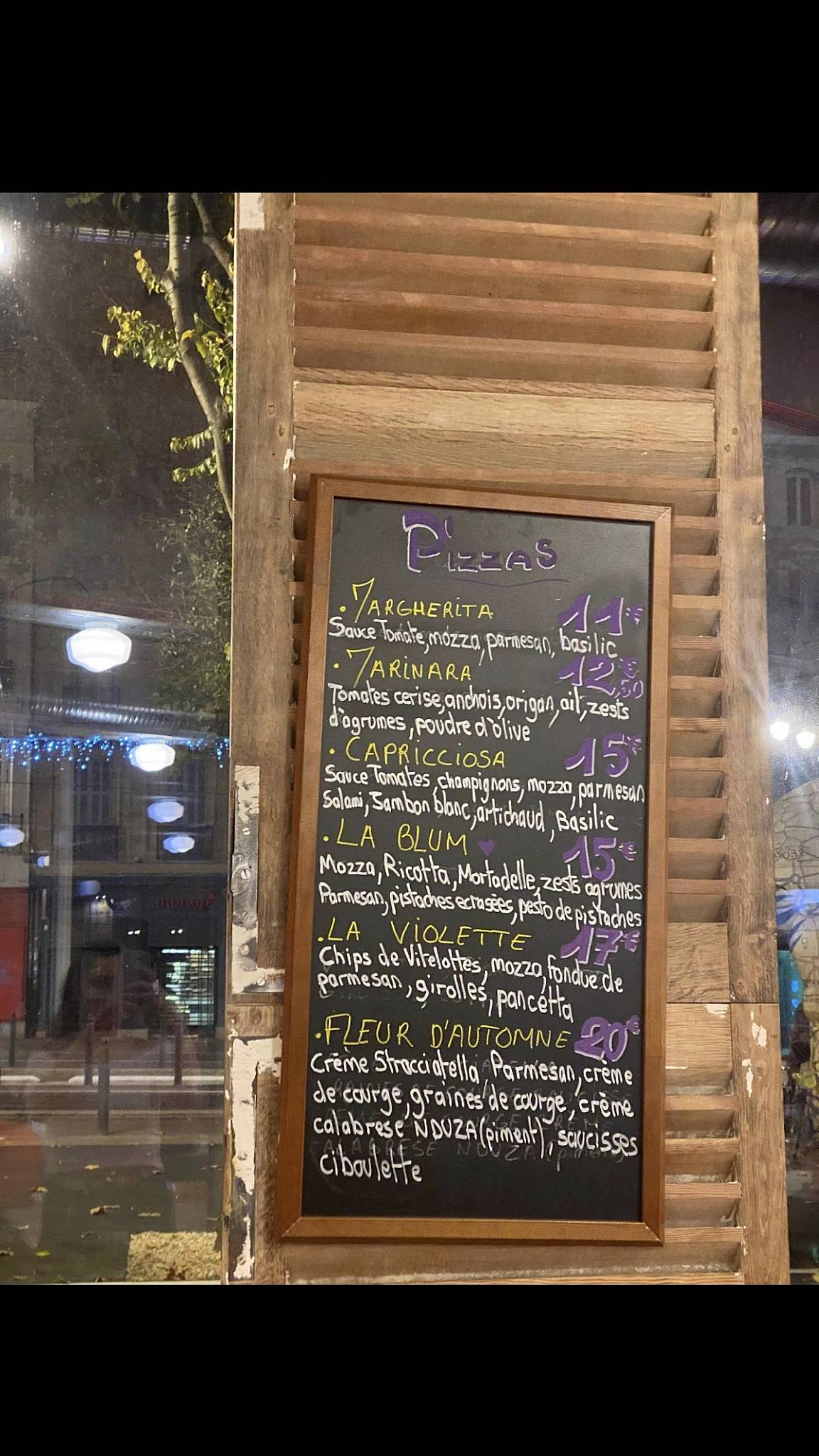 Menu at Blum Brasserie Pizzeria, Marseille
