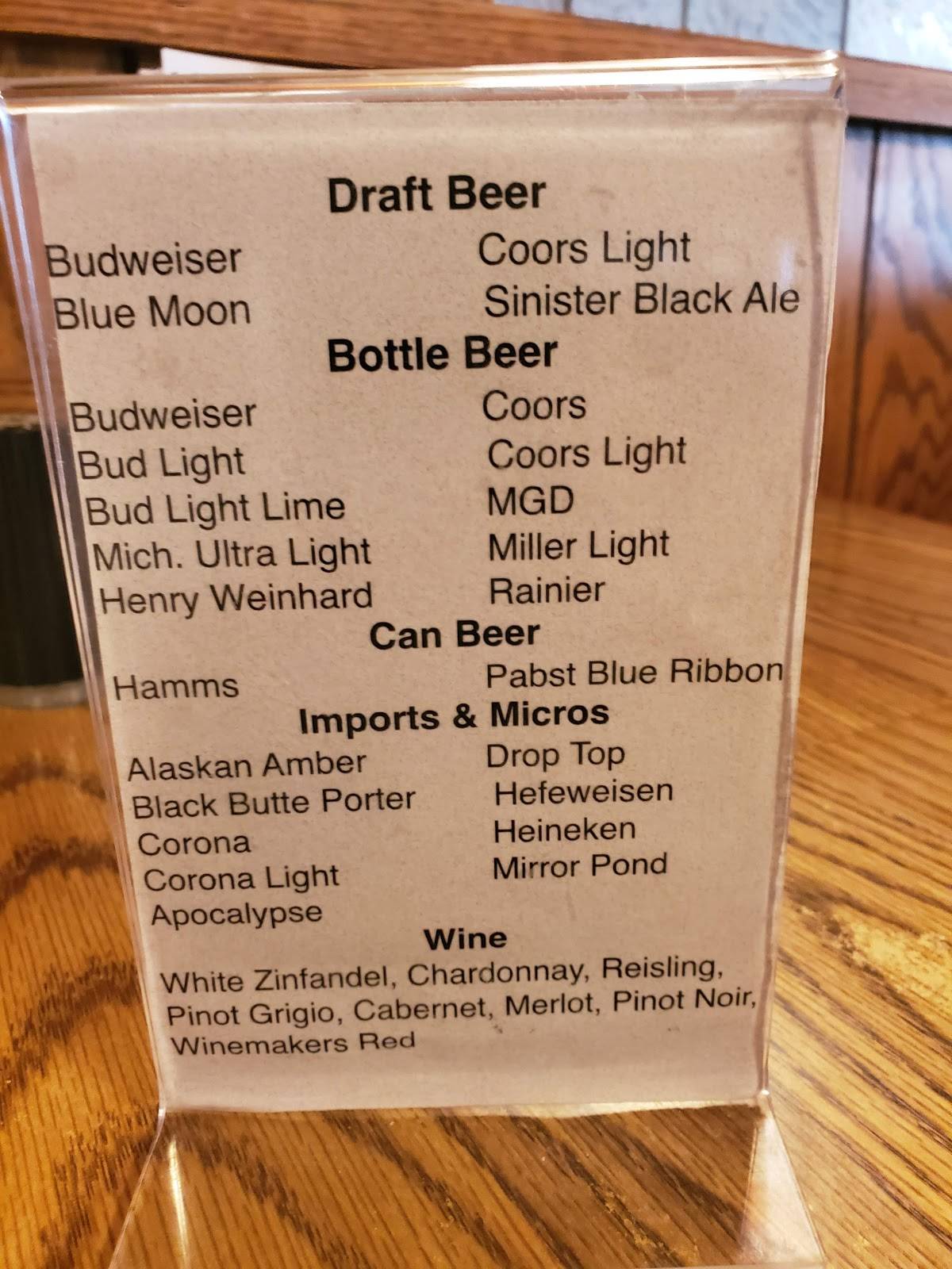 Menu at Bob's Texas T-Bone And Frosty's Lounge pub & bar, Rufus