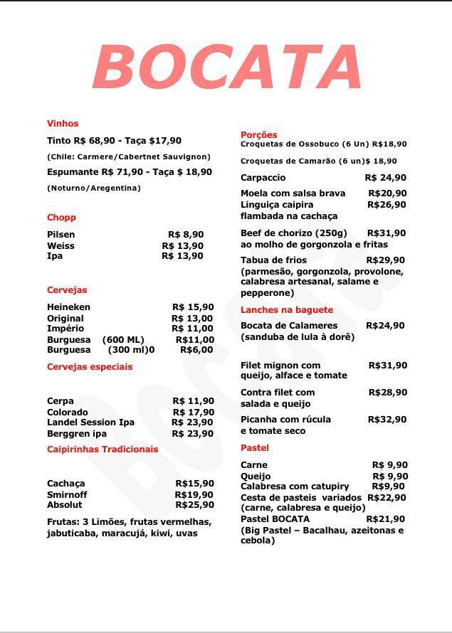 Menu em Bocata Restaurante e Bar, Campinas