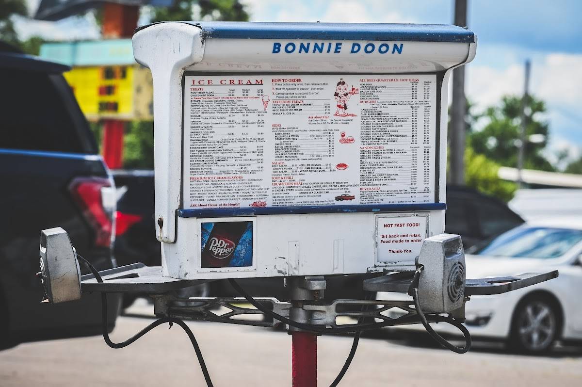 Menu at Bonnie Doon Drive-In restaurant, Mishawaka