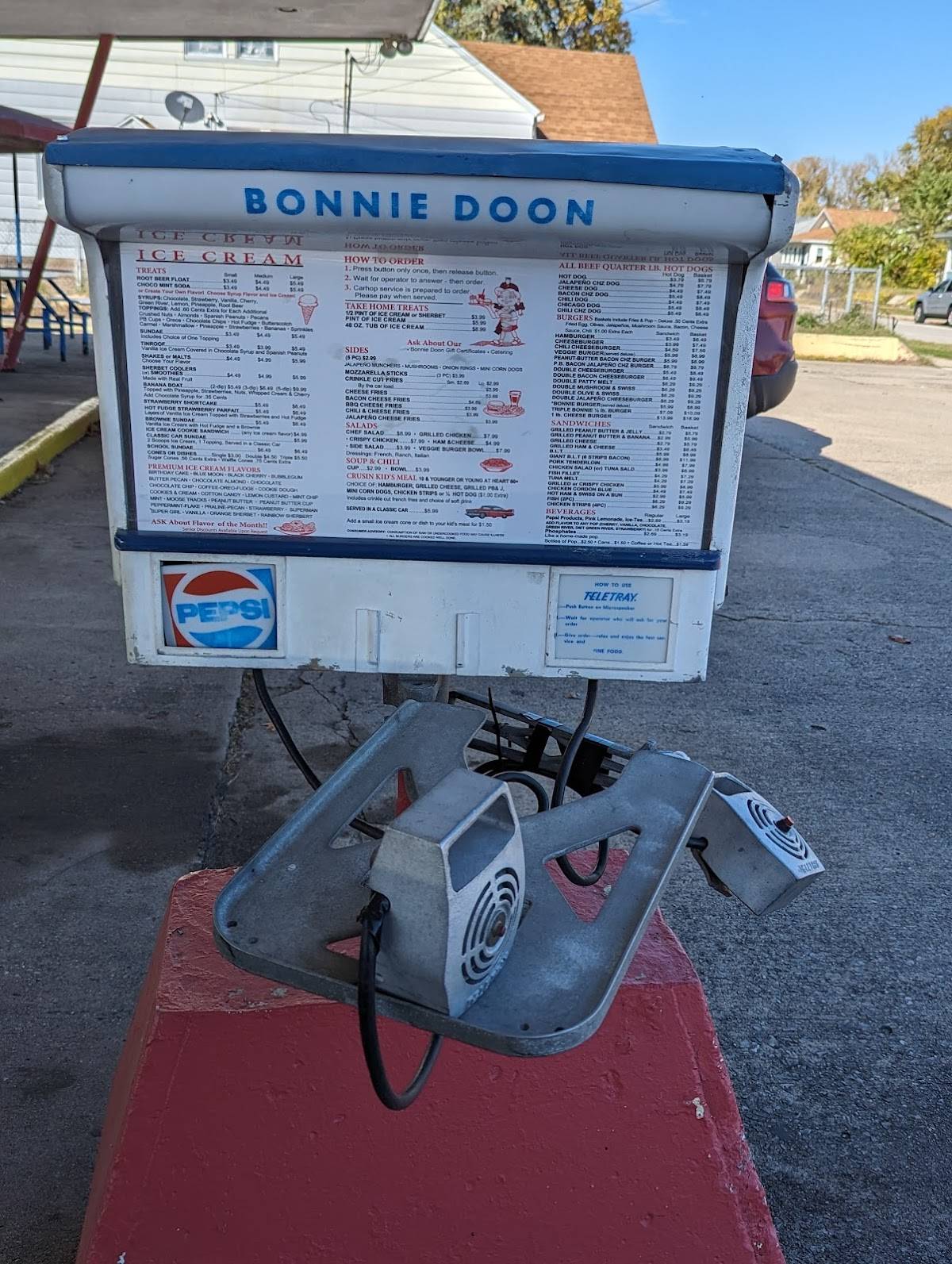 Menu at Bonnie Doon Drive-In restaurant, Mishawaka