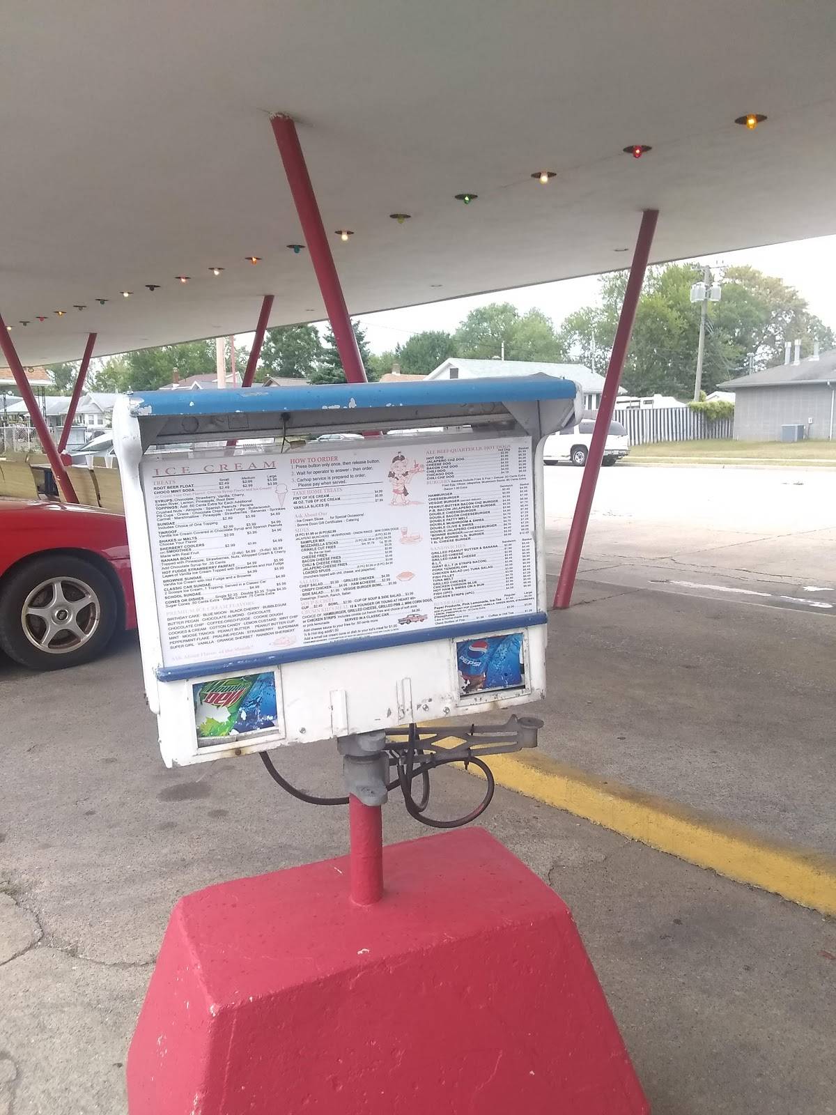Menu at Bonnie Doon Drive-In restaurant, Mishawaka