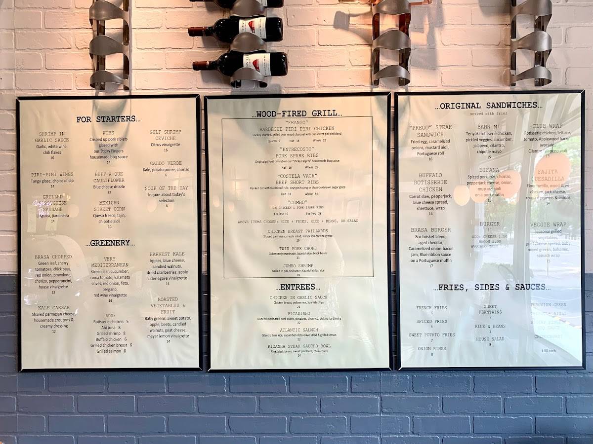 Menu at Brasa Wood-Fired Grill restaurant, Warren