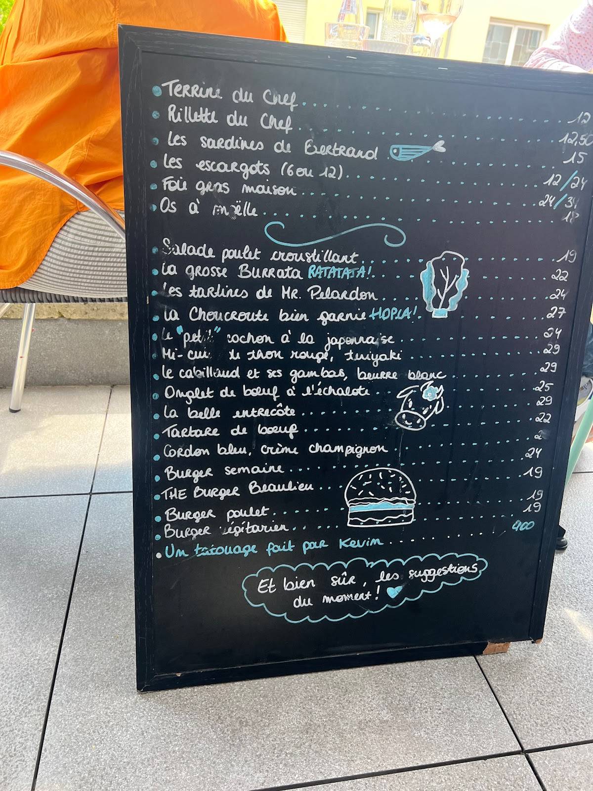 Menu au Brasserie Beaulieu restaurant, Luxembourg