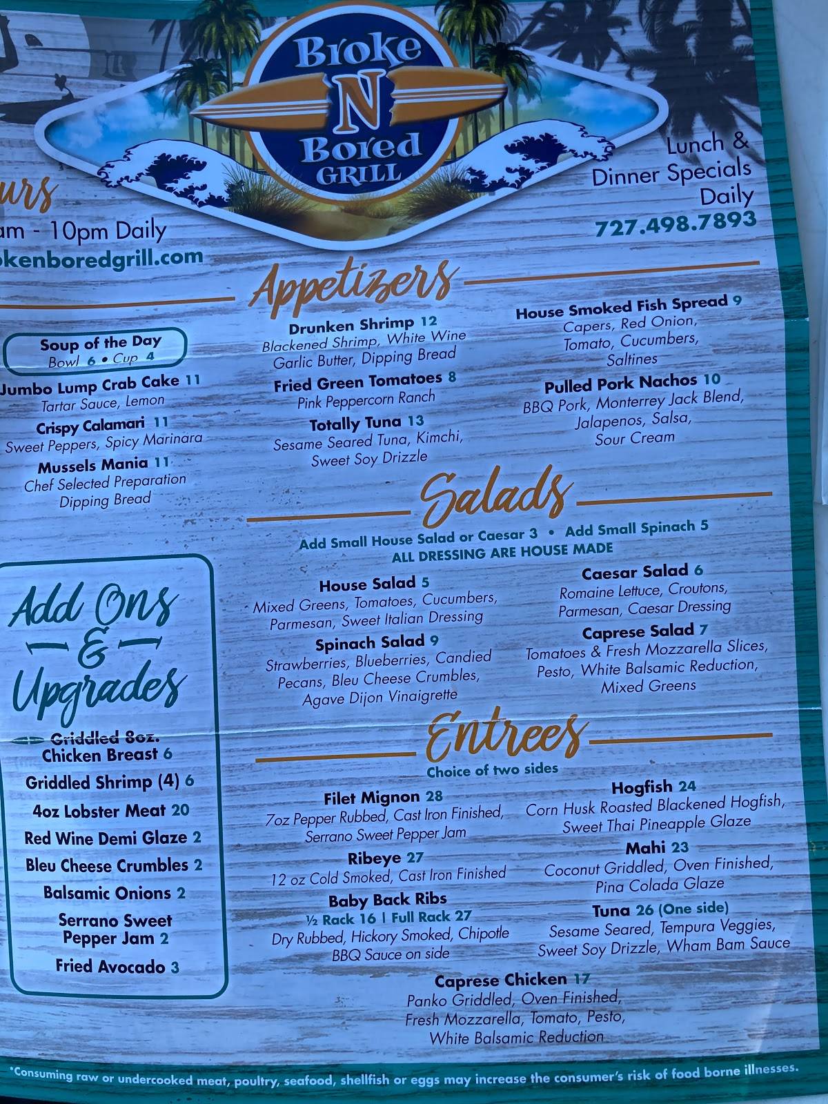 Menu at Broke N Bored Grill desserts, Redington Shores