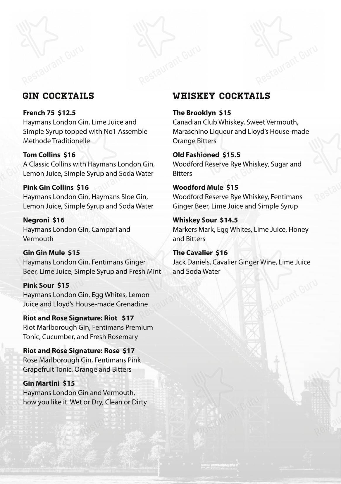 Menu at Brooklyn Food & Liquor Co. pub & bar, Blenheim