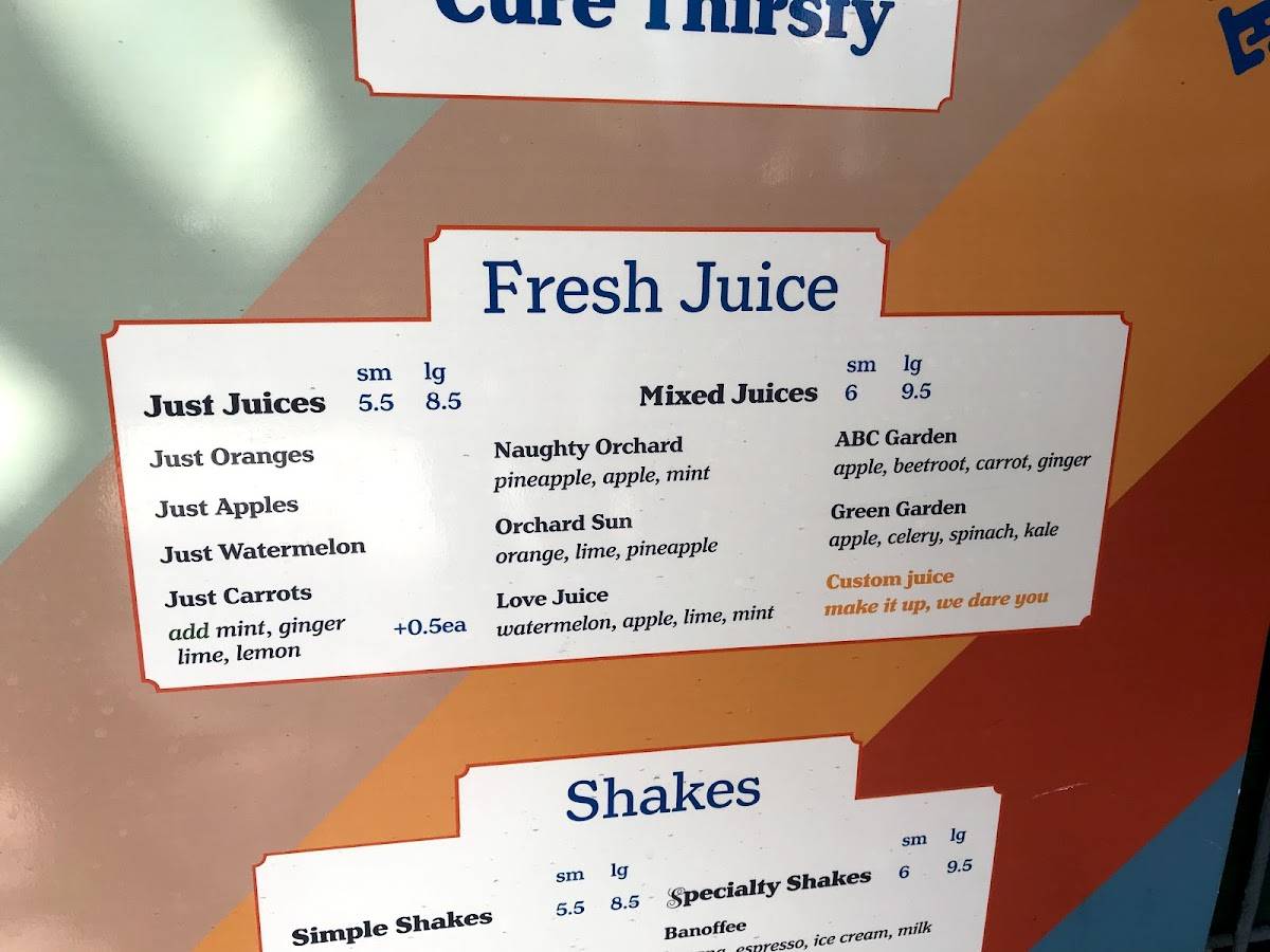 Menu at Good Cartel cafe, Broome