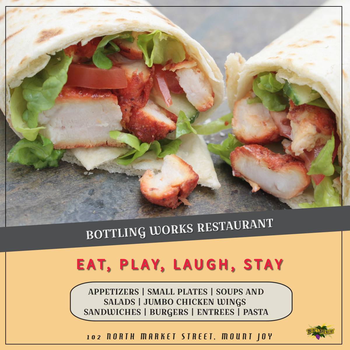 Menu at Bube's Brewery pub & bar, Mount Joy, 102 N Market St
