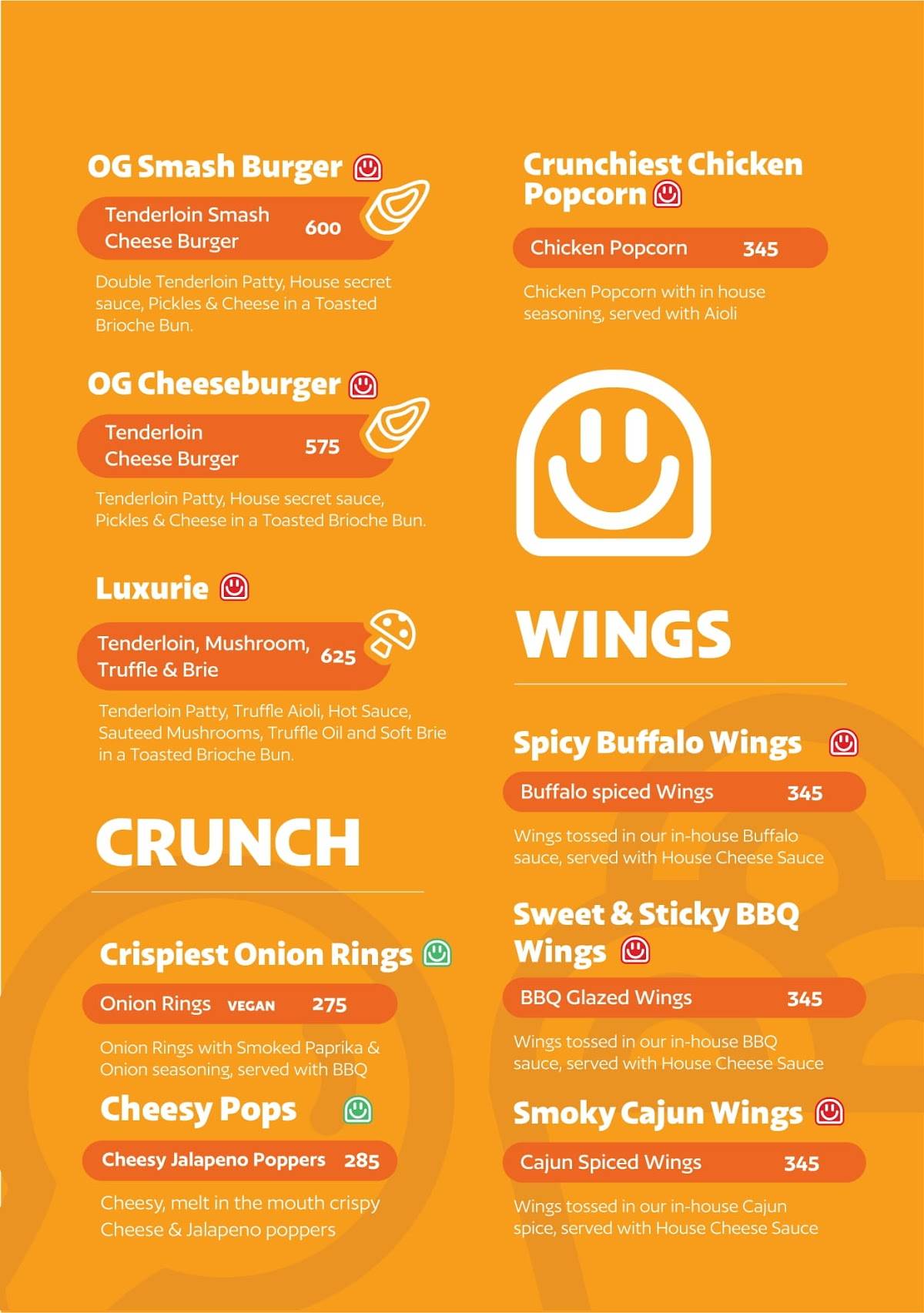 Menu at Burger Crew, New Delhi