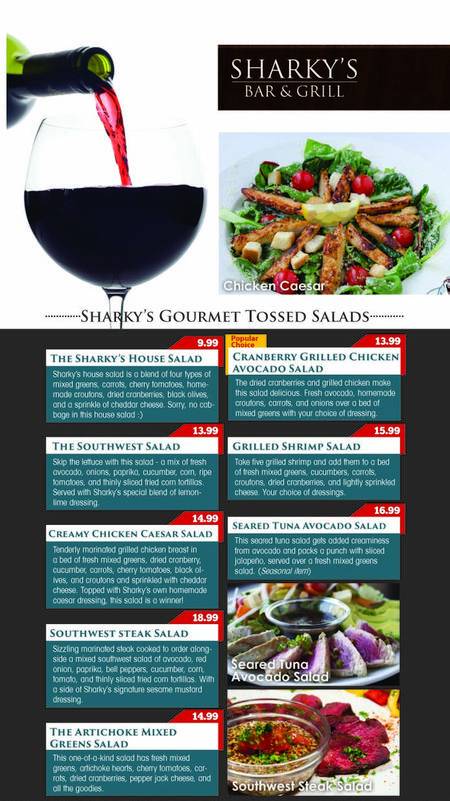 Menu at Sharky's Bar and Grill - Haeundae Strip, Busan