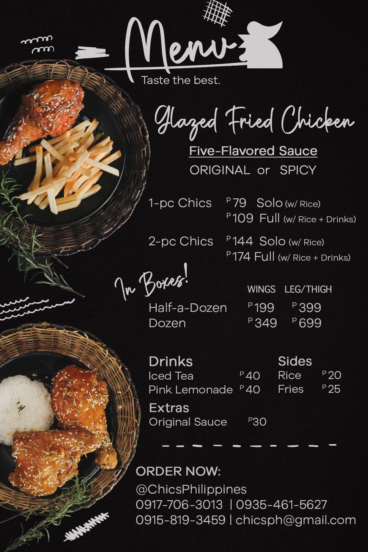 Carta del restaurante CHICS, Ciudad Quezon