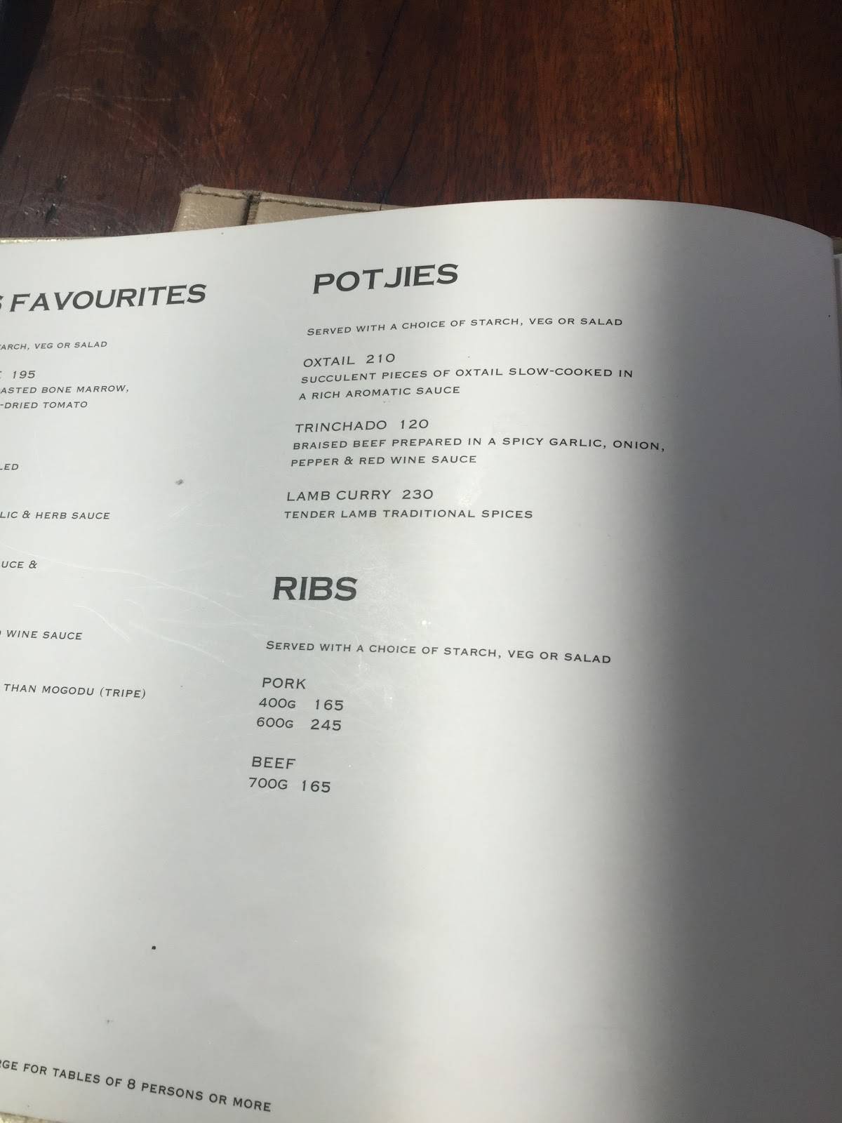Menu at Baobab Cafe & Grill, Pretoria, Menlyn Shopping Centre