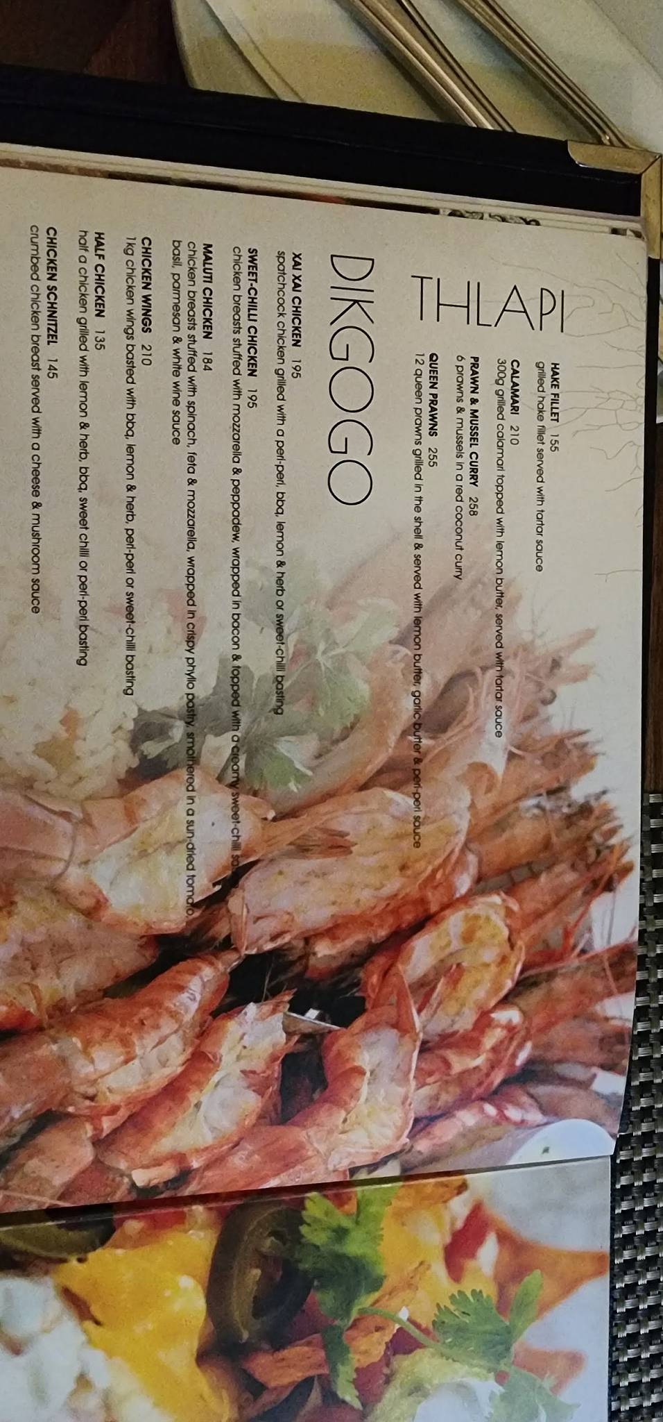Menu at Baobab Cafe & Grill, Pretoria, Menlyn Shopping Centre