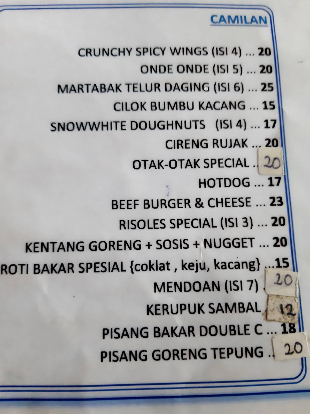 Menu at Cafe Campus Double C, Cirebon