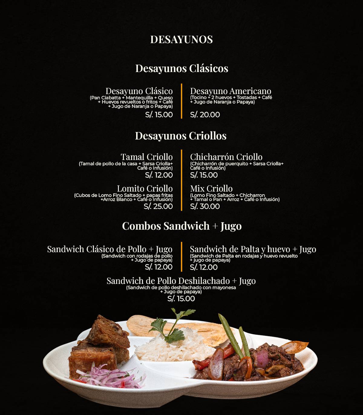 Carta de Cafe Colonial, Huancayo, Jirón Puno 482