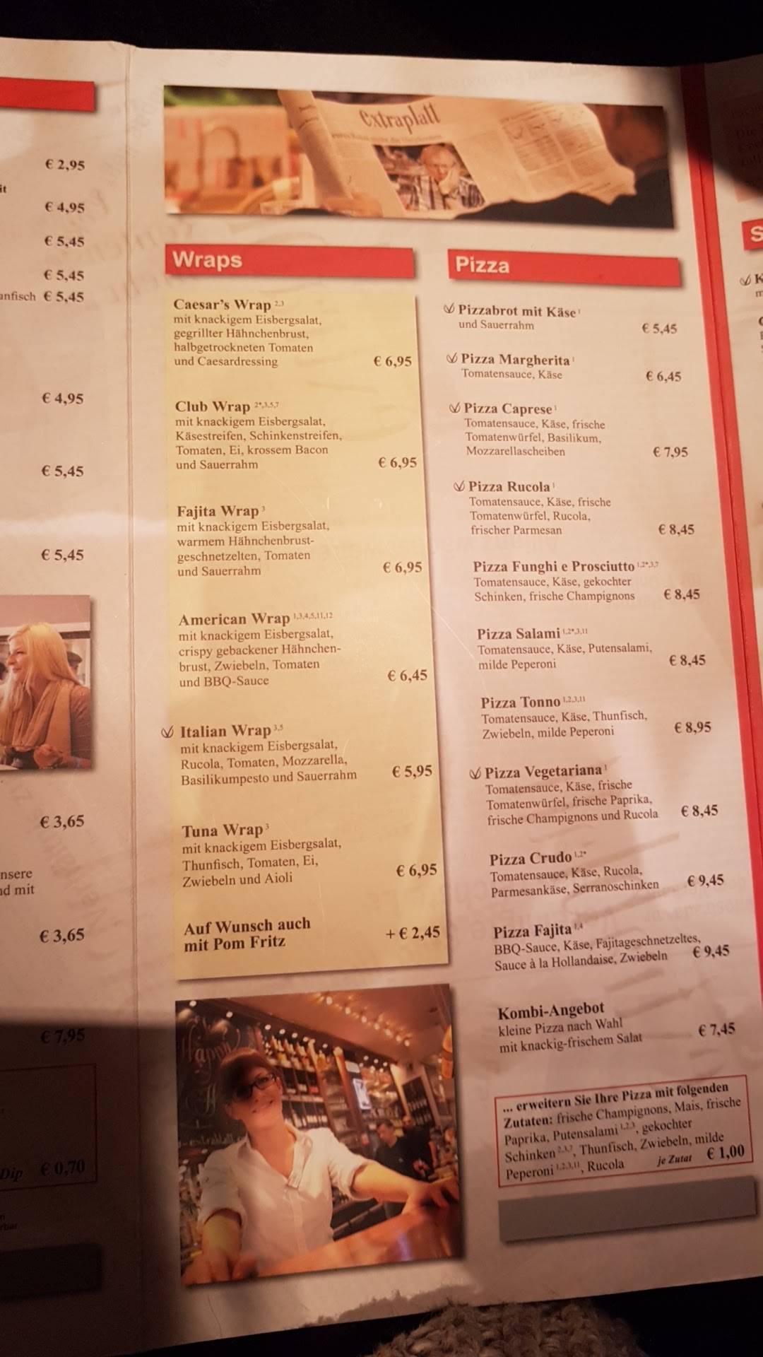 Speisekarte von Café Extrablatt pub & Bar, Witten, Bahnhofstraße 27