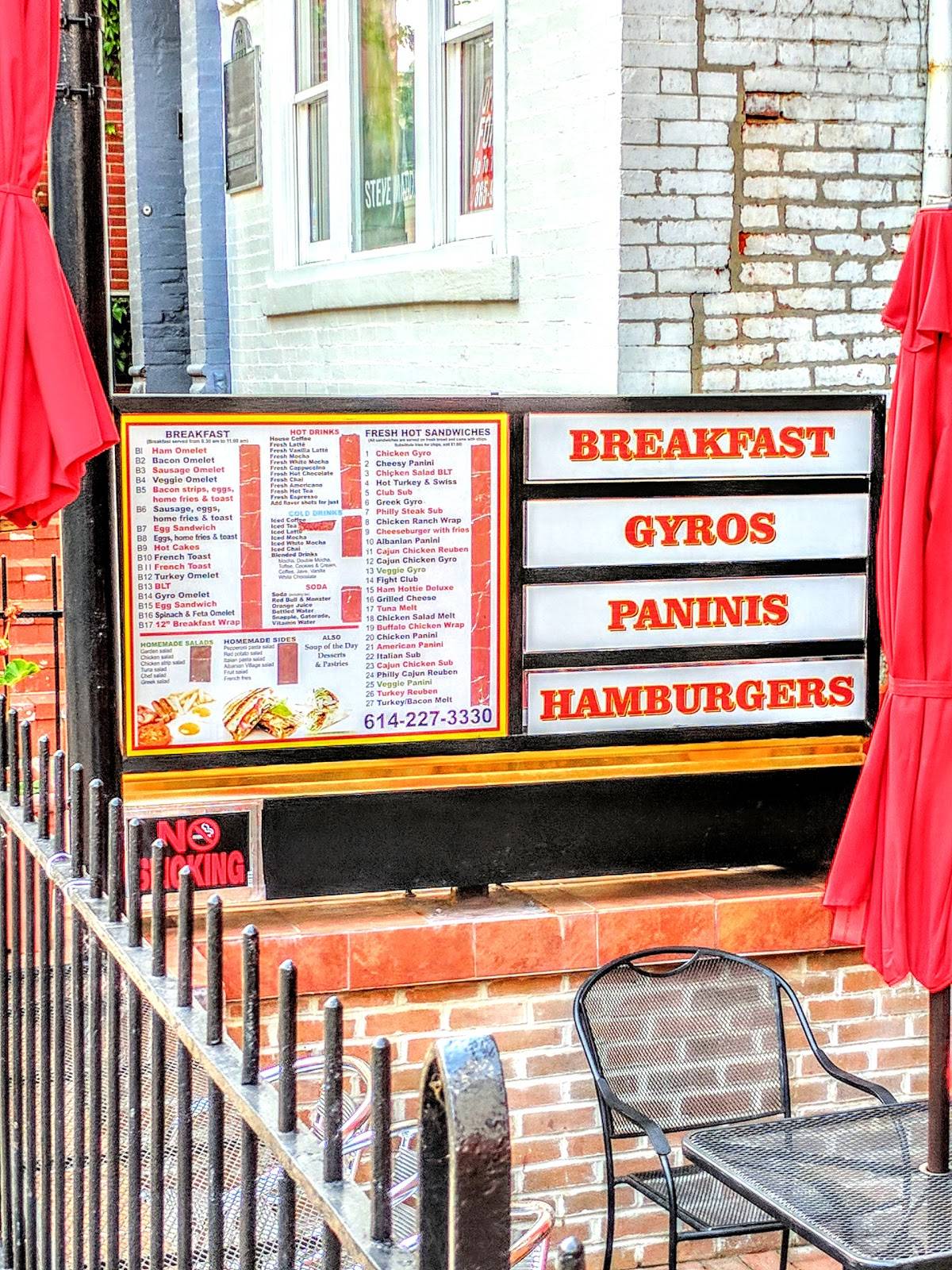 Menu at Cafe Illyria, Columbus