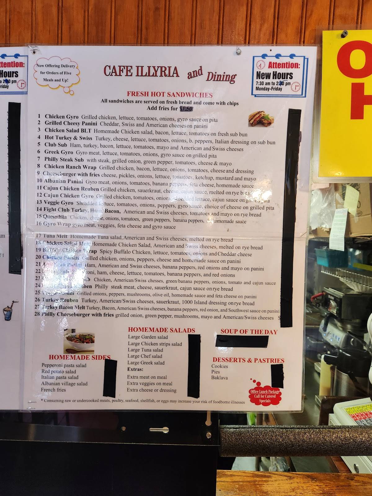 Menu at Cafe Illyria, Columbus