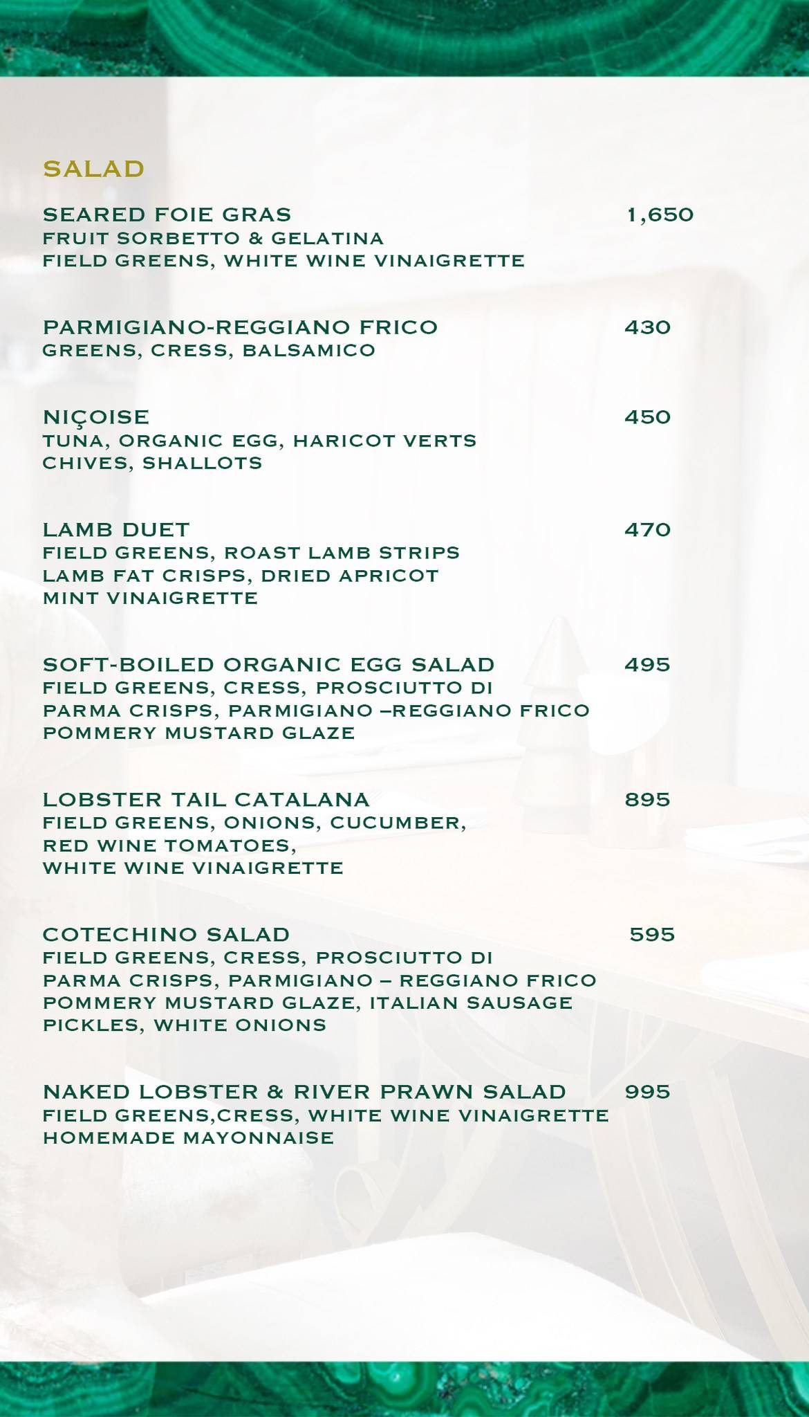 Menu at Lusso cafe, Makati, Legaspi Street