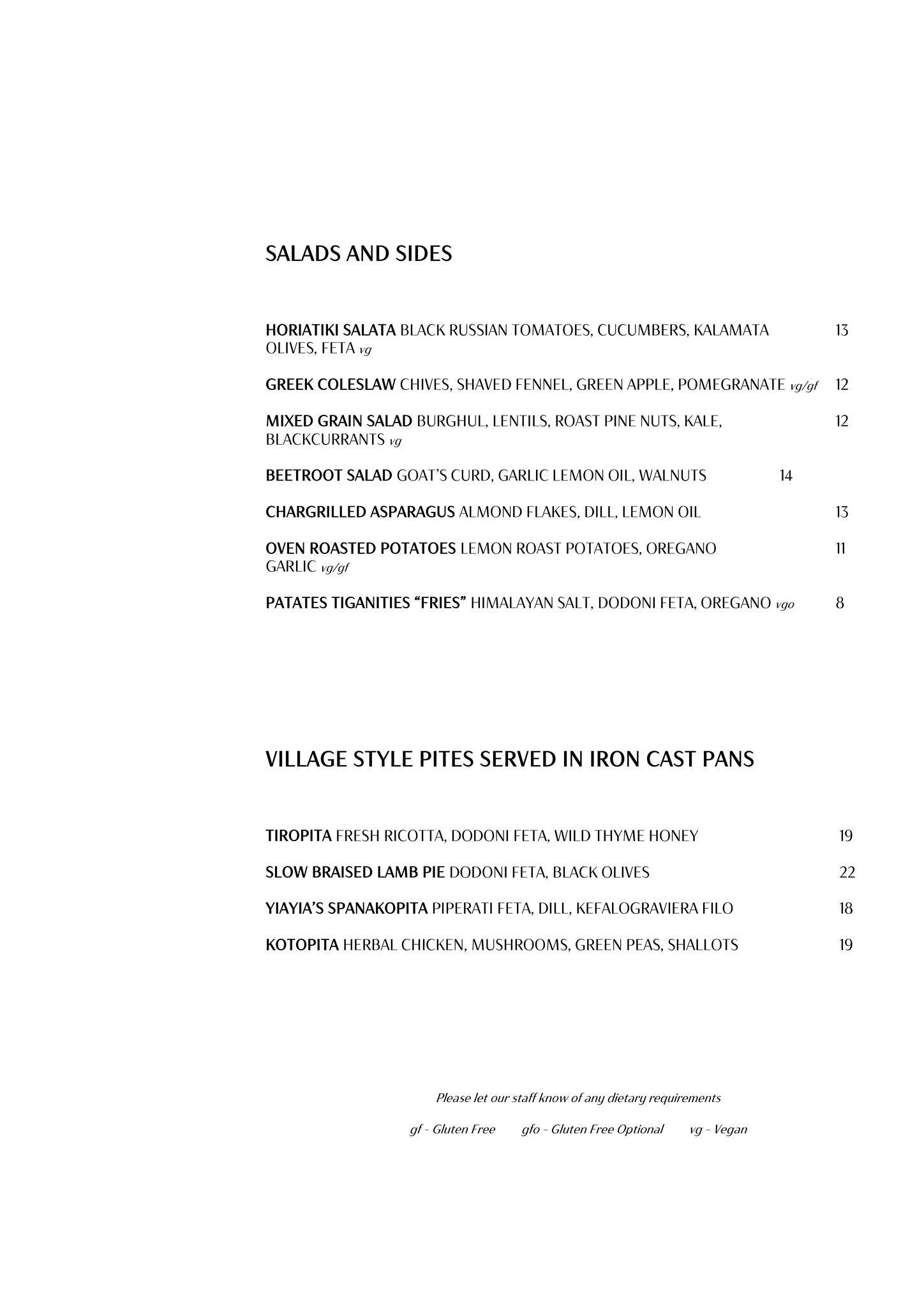 Menu at Nikos Fairfield cafe, Fairfield