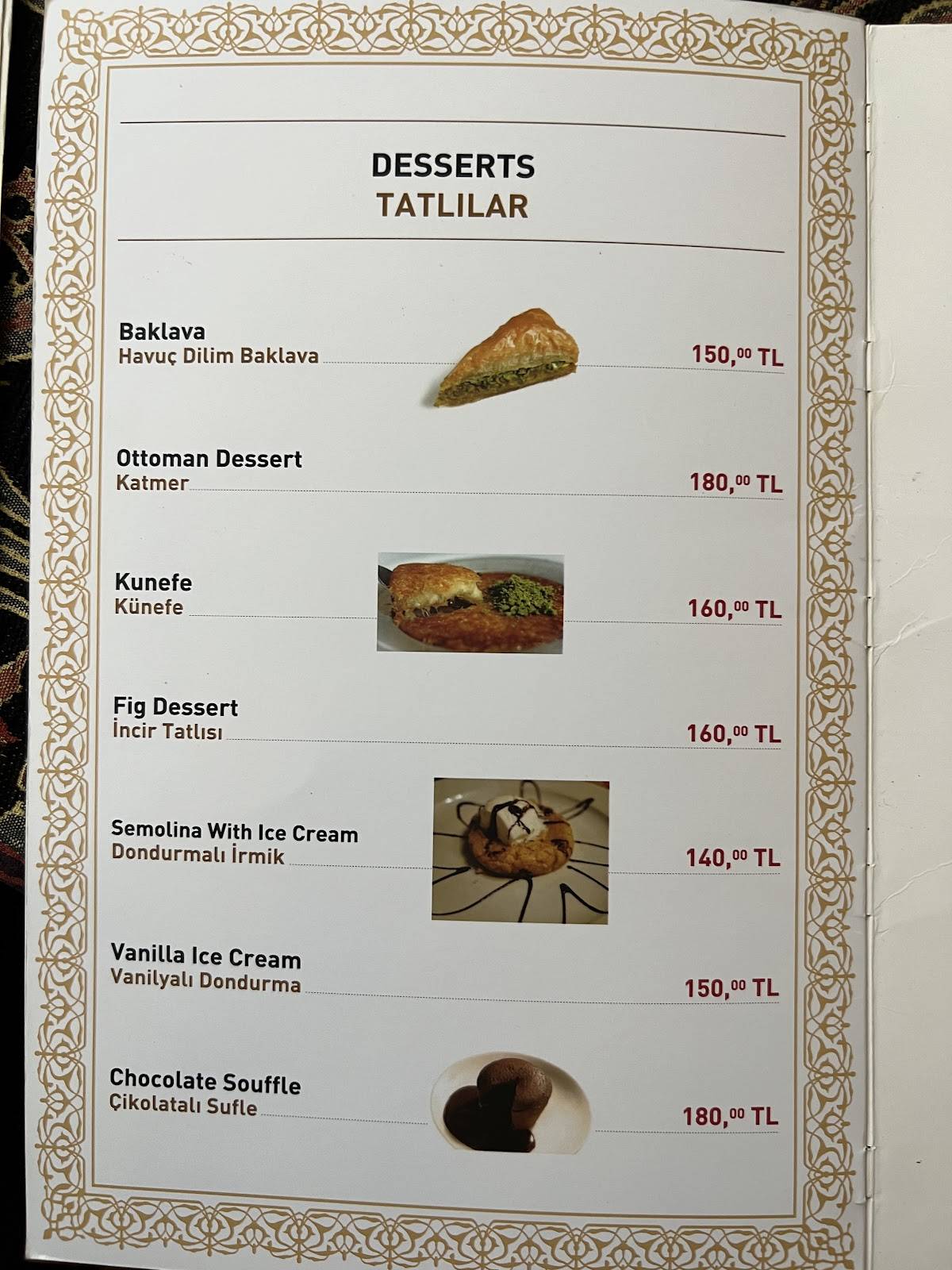 Menu at Old Ottoman Cafe & Restaurant, Istanbul, Cağaloğlu Hamamı Sk ...