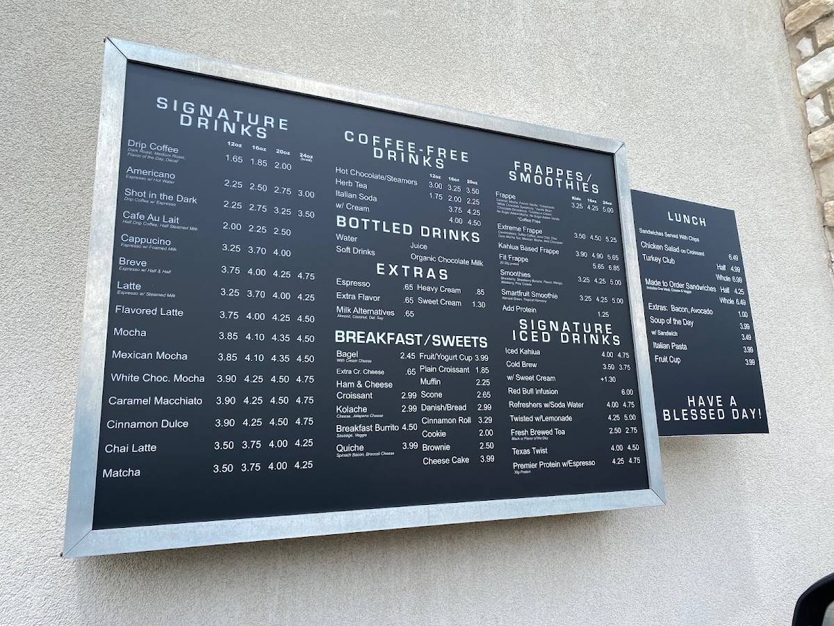 Menu at Paris Coffee Co cafe, Paris, 201 N Collegiate Dr #225
