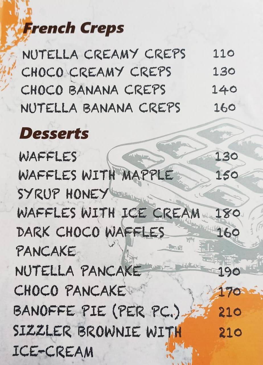 Menu at Cafe Vee, Dehradun