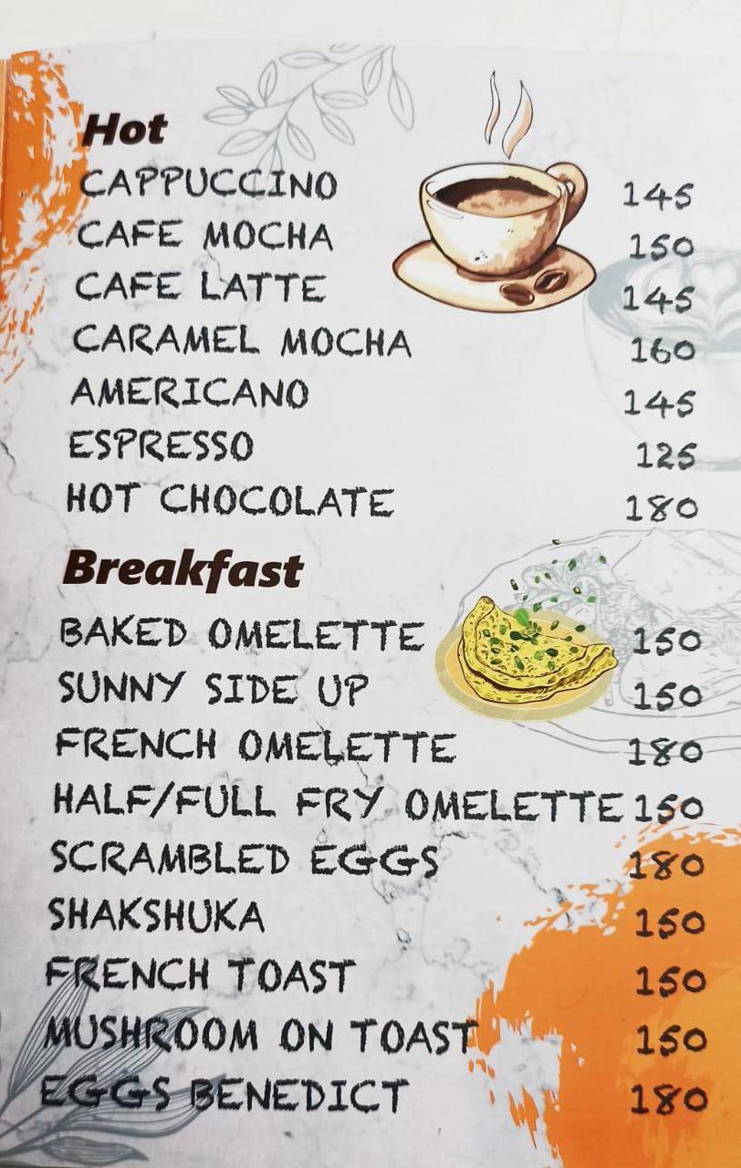 Menu at Cafe Vee, Dehradun