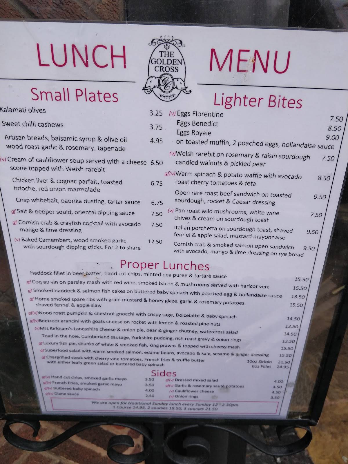 Menu at Cafe on the Cop, Shrewsbury