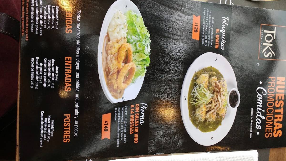Menu at Toks Torres de Satélite cafeteria, Naucalpan, Circuito Geógrafos