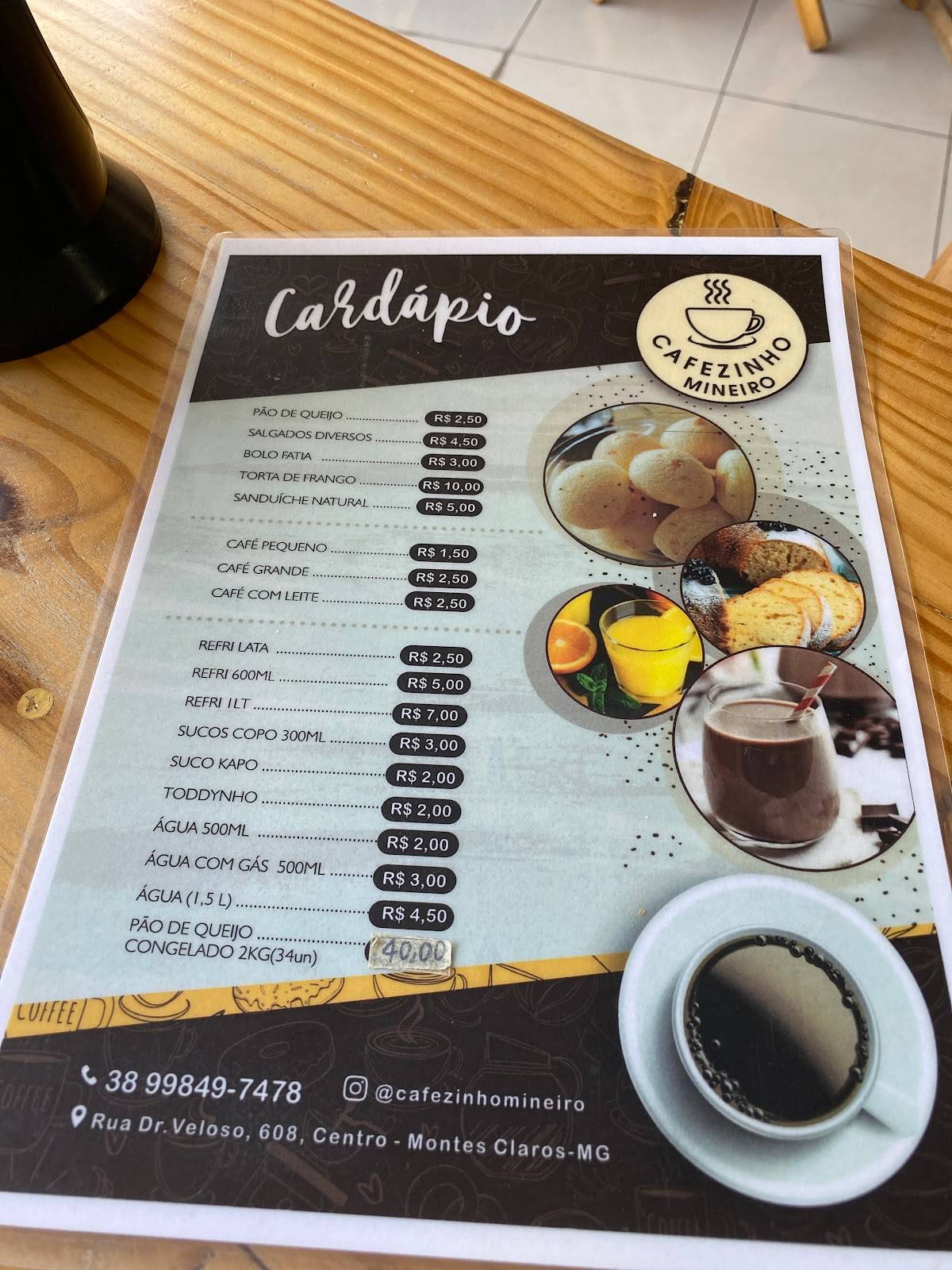 Menu em Cafezinho Mineiro, Montes Claros